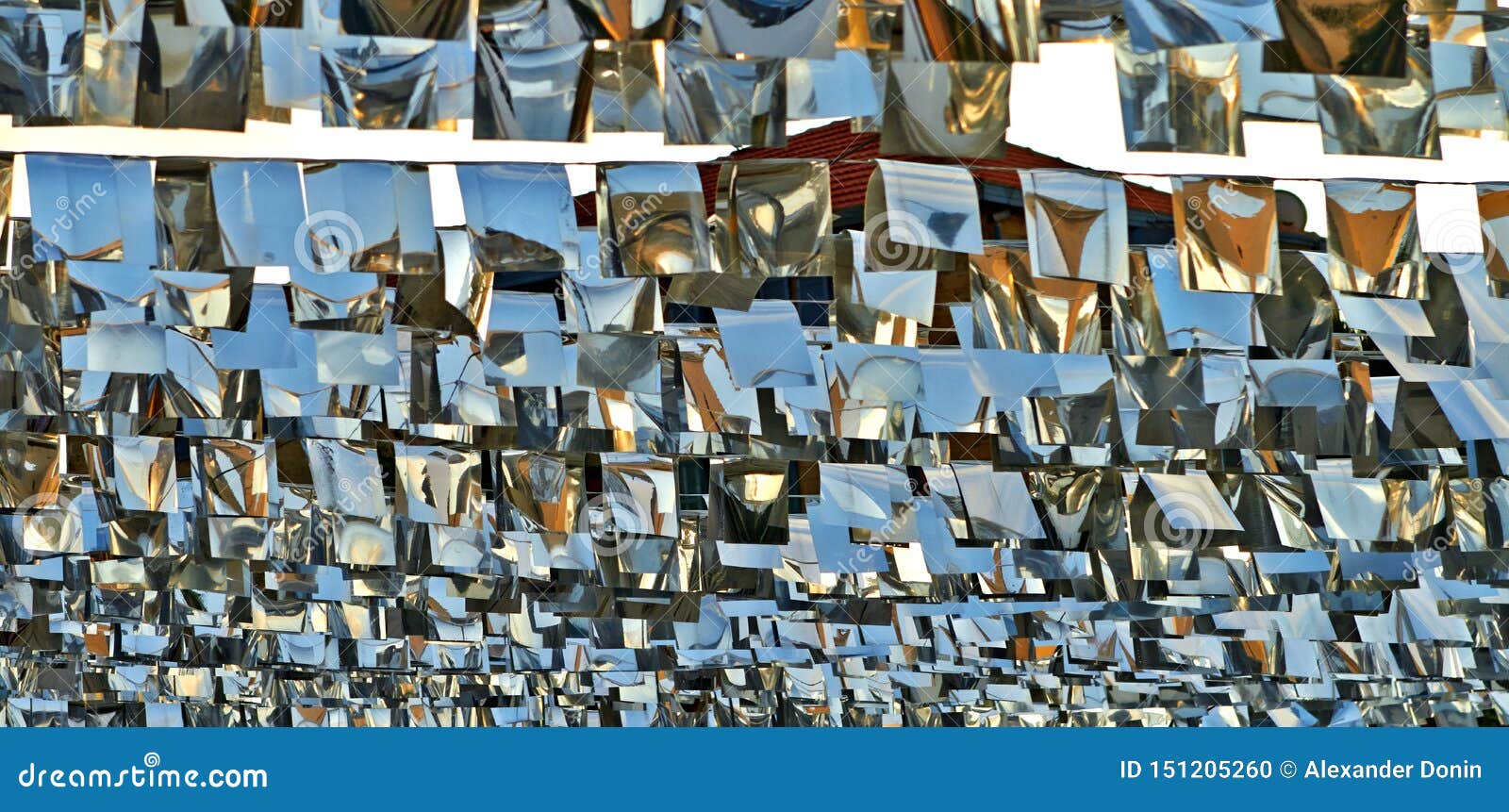 Texture of Silver with Gold Flags Evening Sun Reflection at Sunset ...