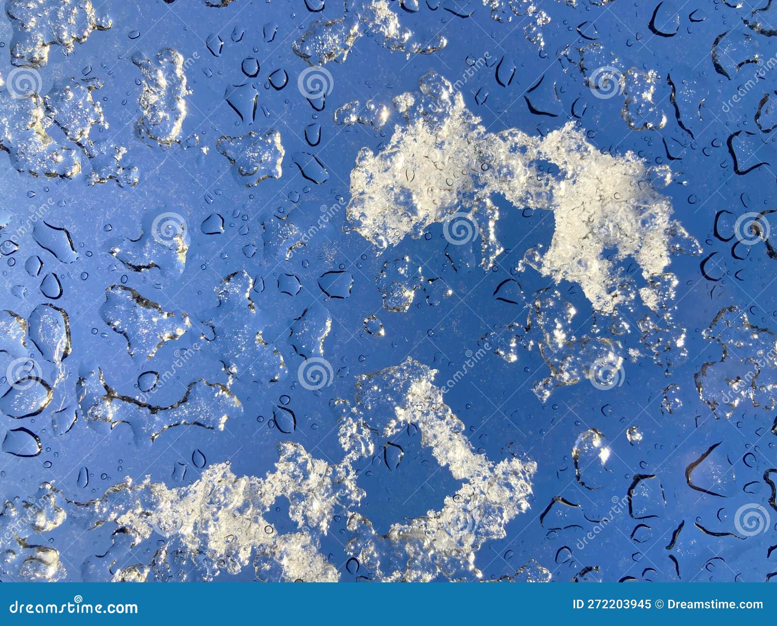 Texture of Snow and Drops on Glass Stock Image - Image of environment ...