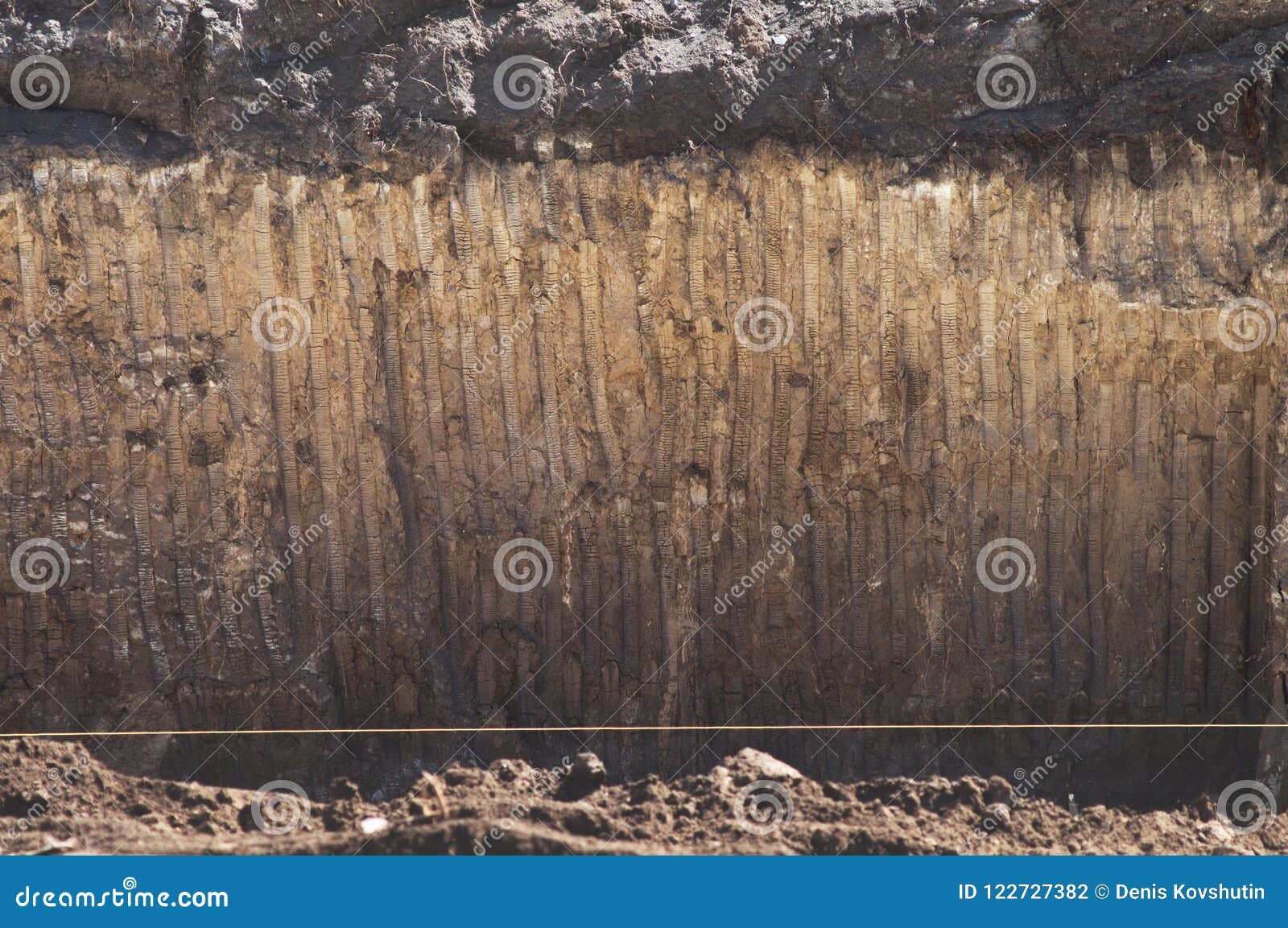 Texture Of Soil With Traces Of A Bucket Of Excavator. Wall Ground Of ...