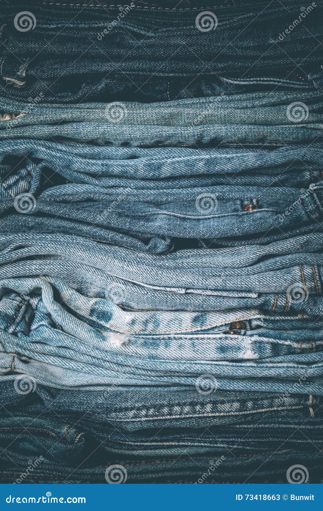 Texture Stack of Jeans on White Background Stock Image - Image of jeans ...