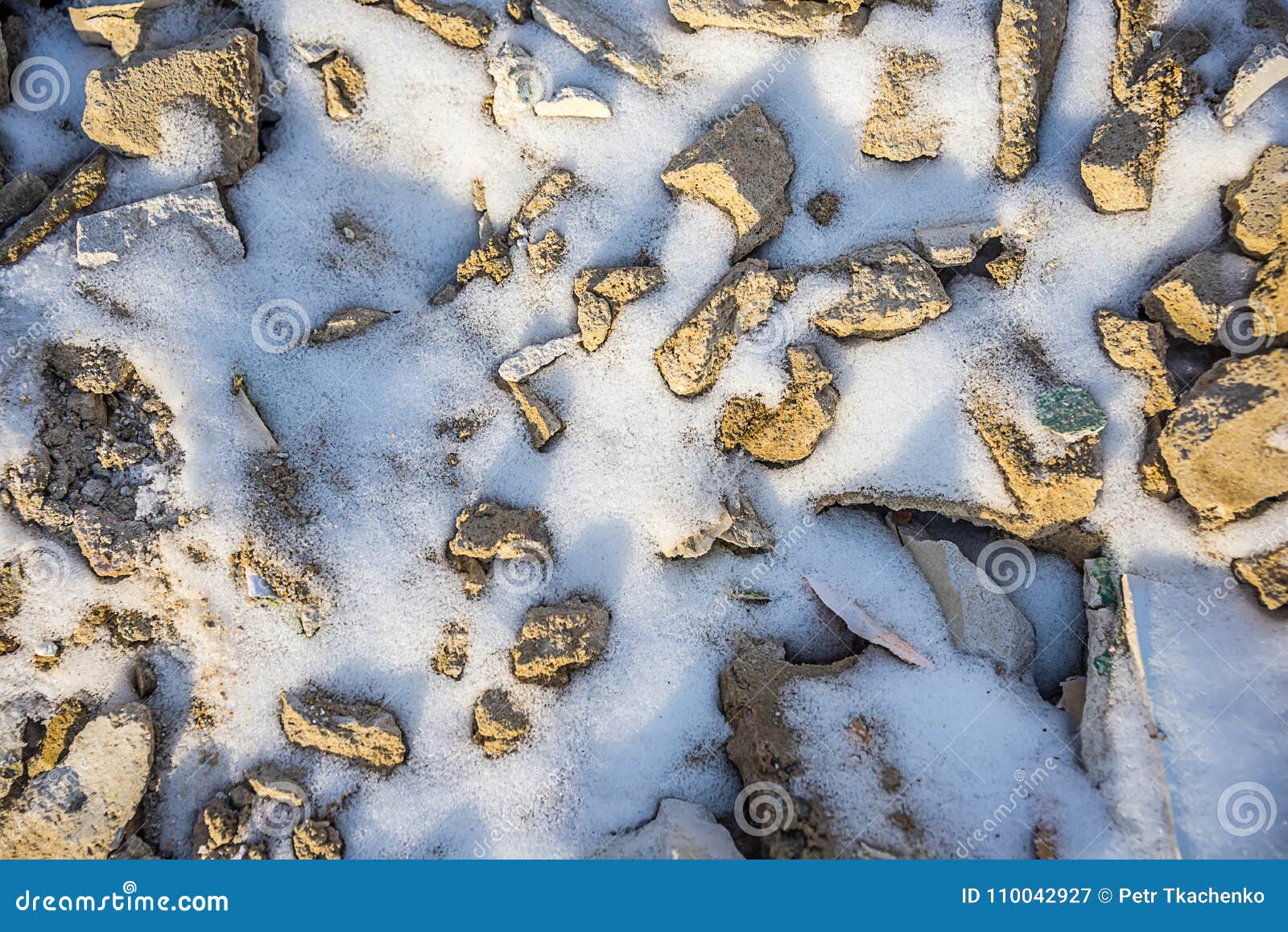 The Texture of the Stones in the Snow Stock Image - Image of black ...