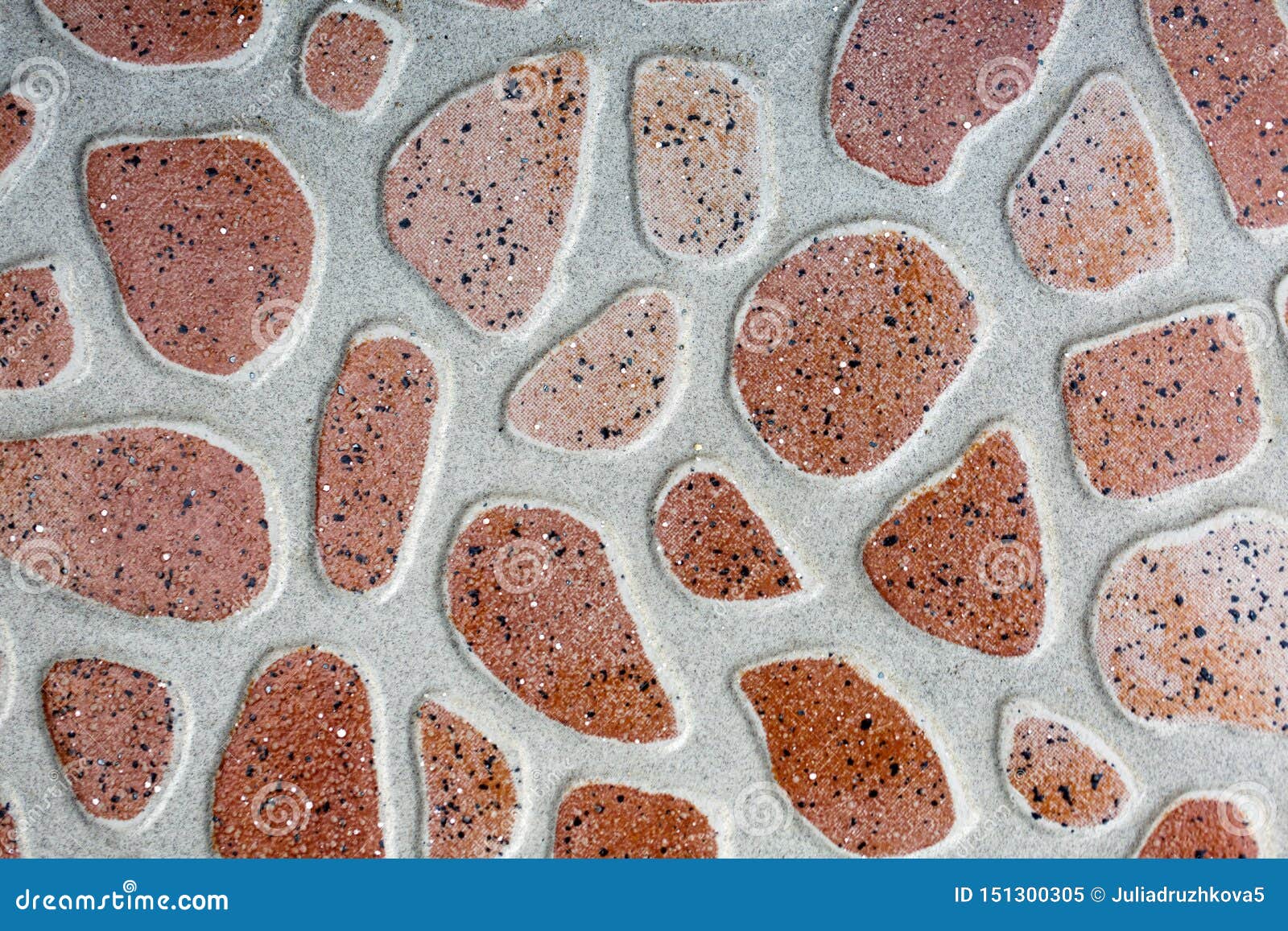 Texture Stonework Paving Stone. Rounded Stones are Covered with Gray ...