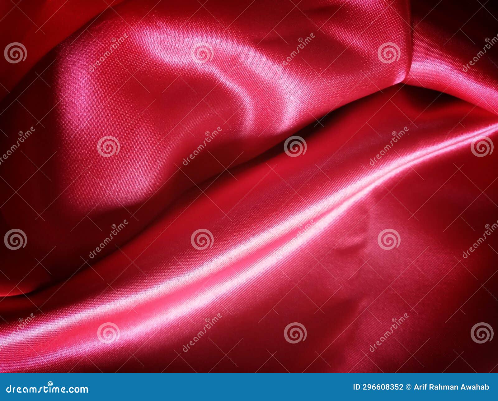 Texture and Surface of Wavy and Shiny Red Silk Satin Fabric, Suitable ...