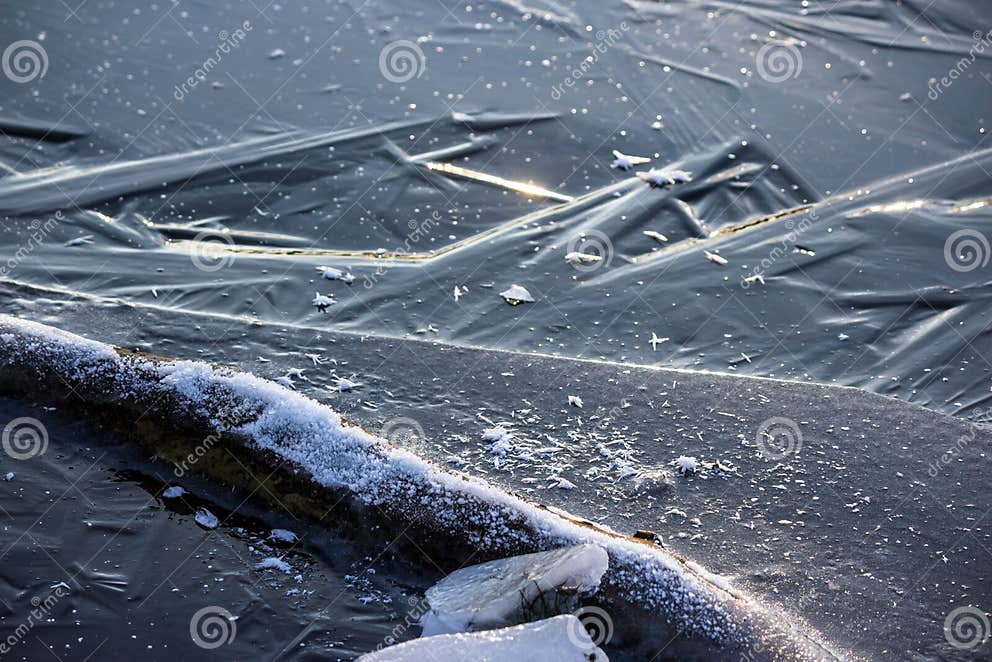Texture of thin river ice stock photo. Image of blue - 204537304