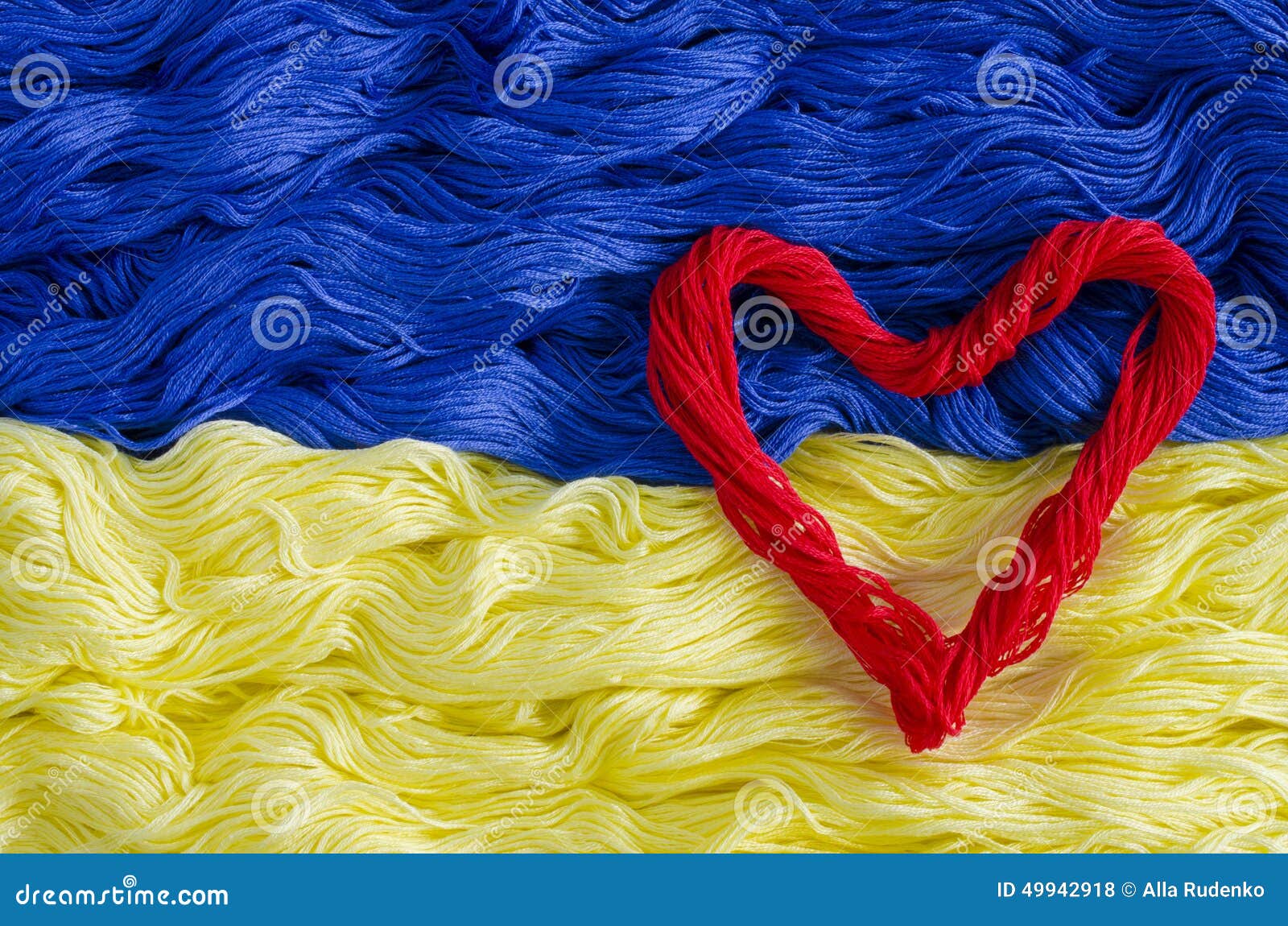 Texture Thread with the Image of the Flag of Ukraine and Heart Stock ...