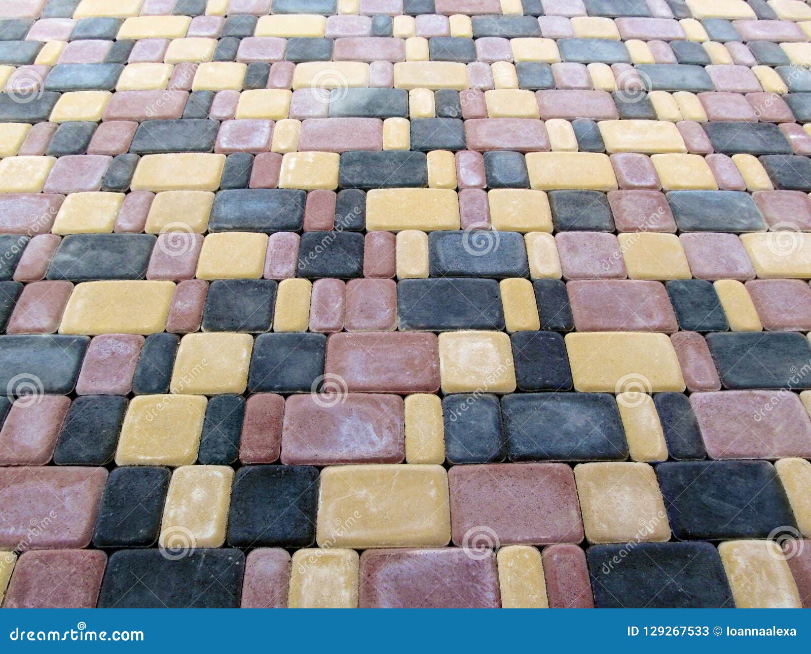 The Texture of Three-color Paving Slabs `Old Town`, Top View Stock ...