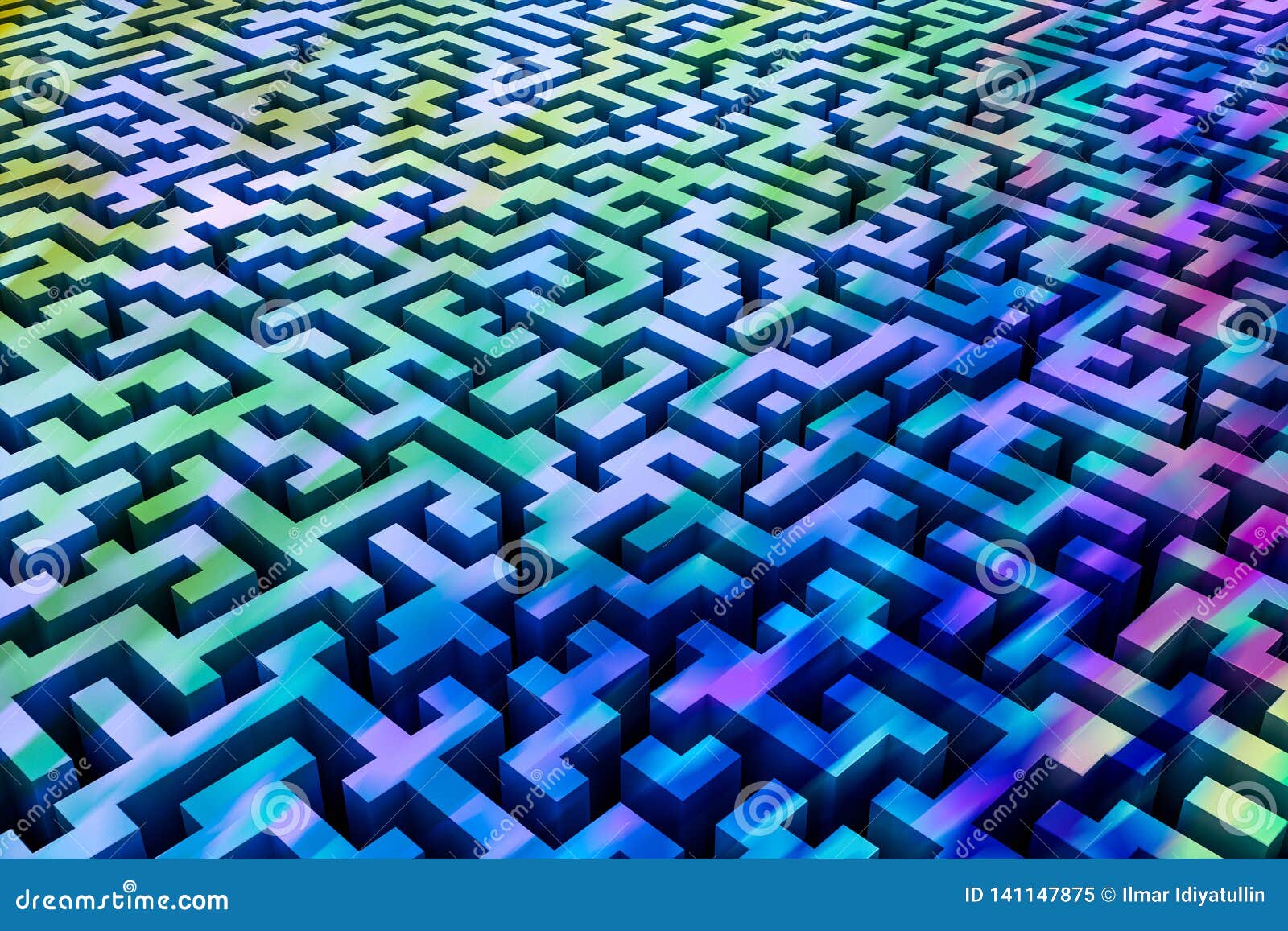 Texture of Three-dimensional Model of Colorful Maze, Perspective View ...