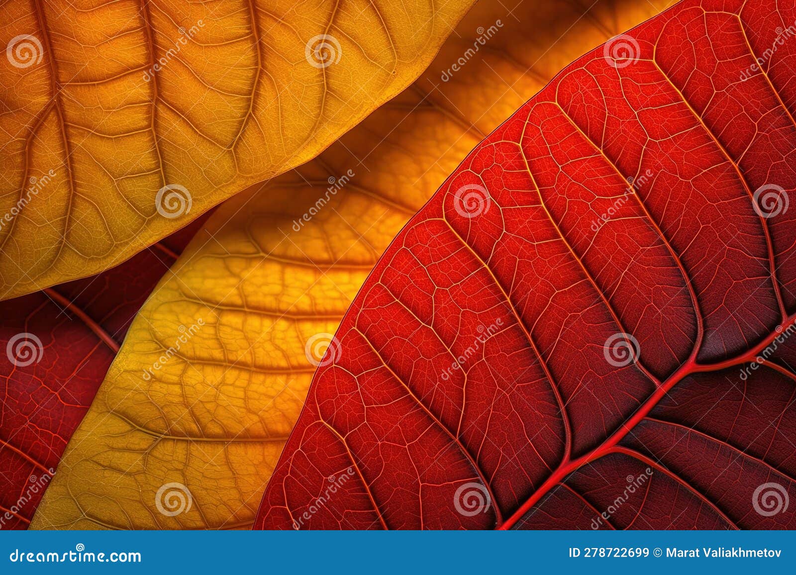 The Texture of a Tree Leaf. Macro Texture of Foliage. Background Red ...