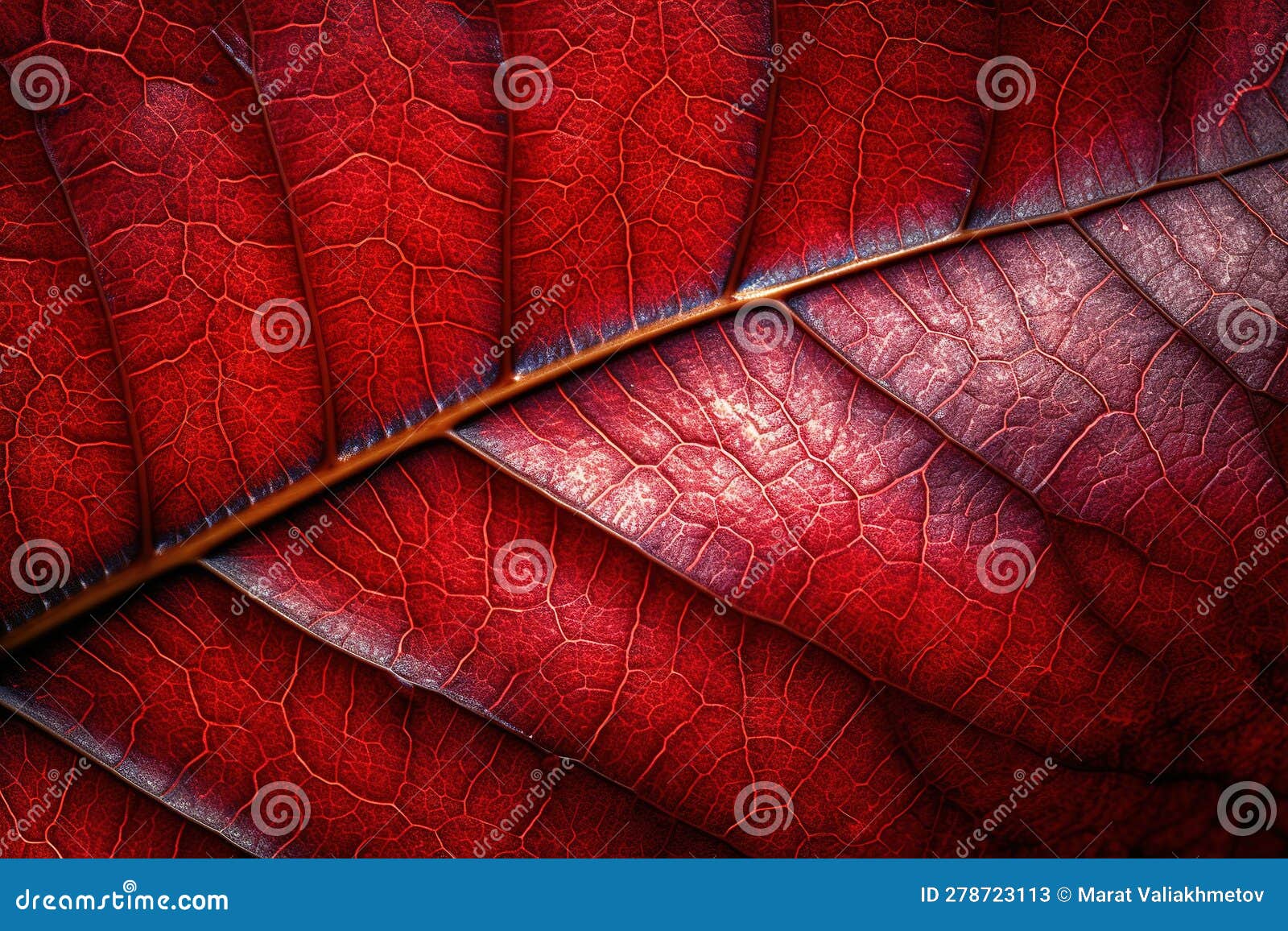 The Texture of a Tree Leaf. Macro Texture of Foliage. Background Red ...