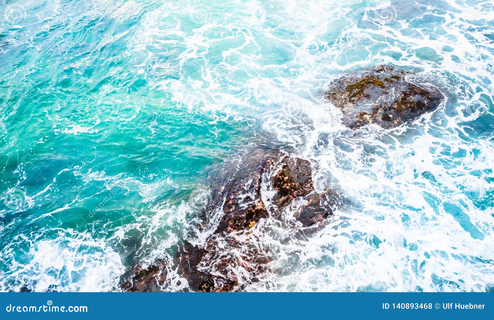 Texture of Turquoise Sea with Spray on Stones Stock Photo - Image of ...