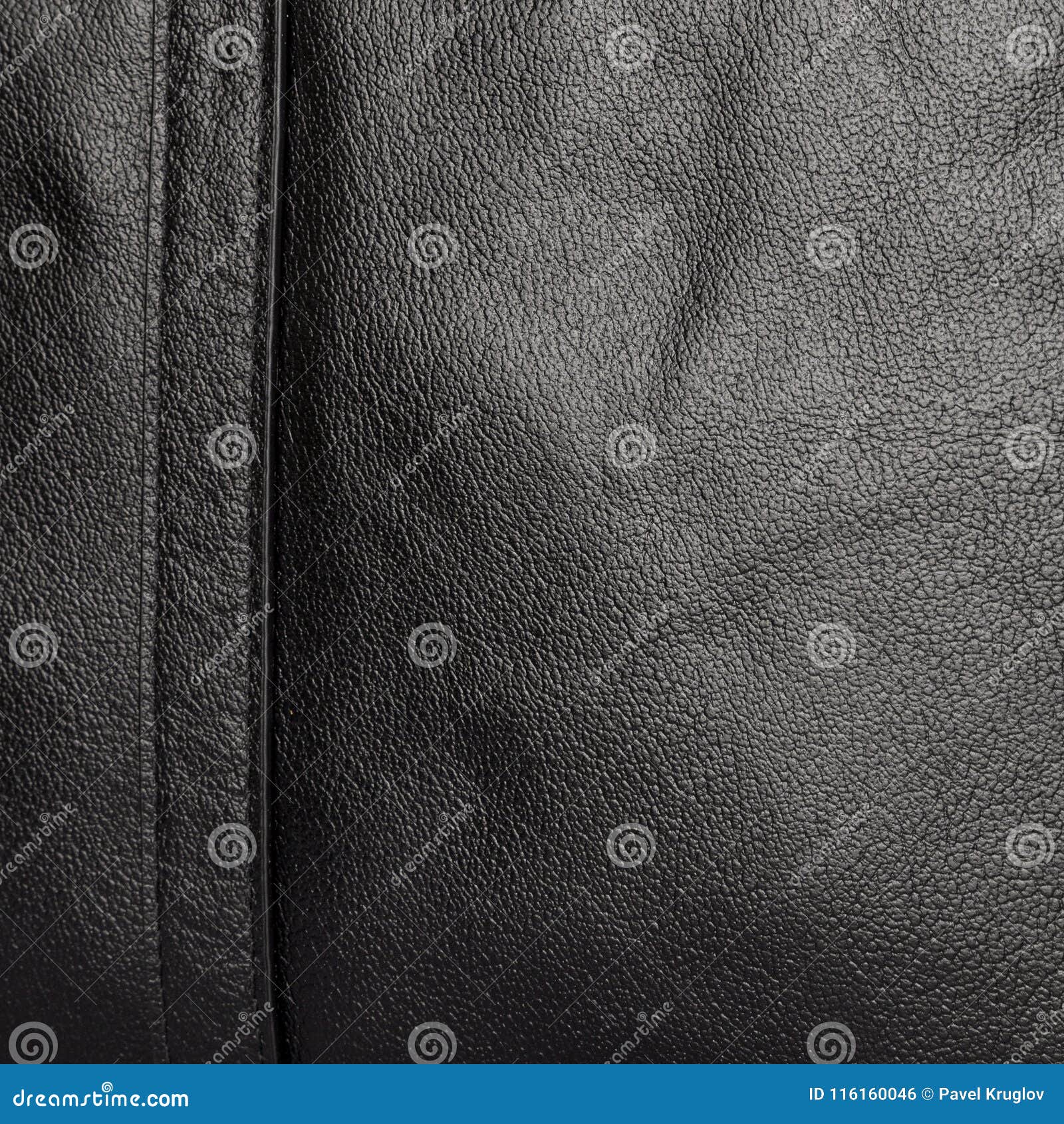 The Texture of the Two Stitched Halves of Soft Black Leather Stock ...