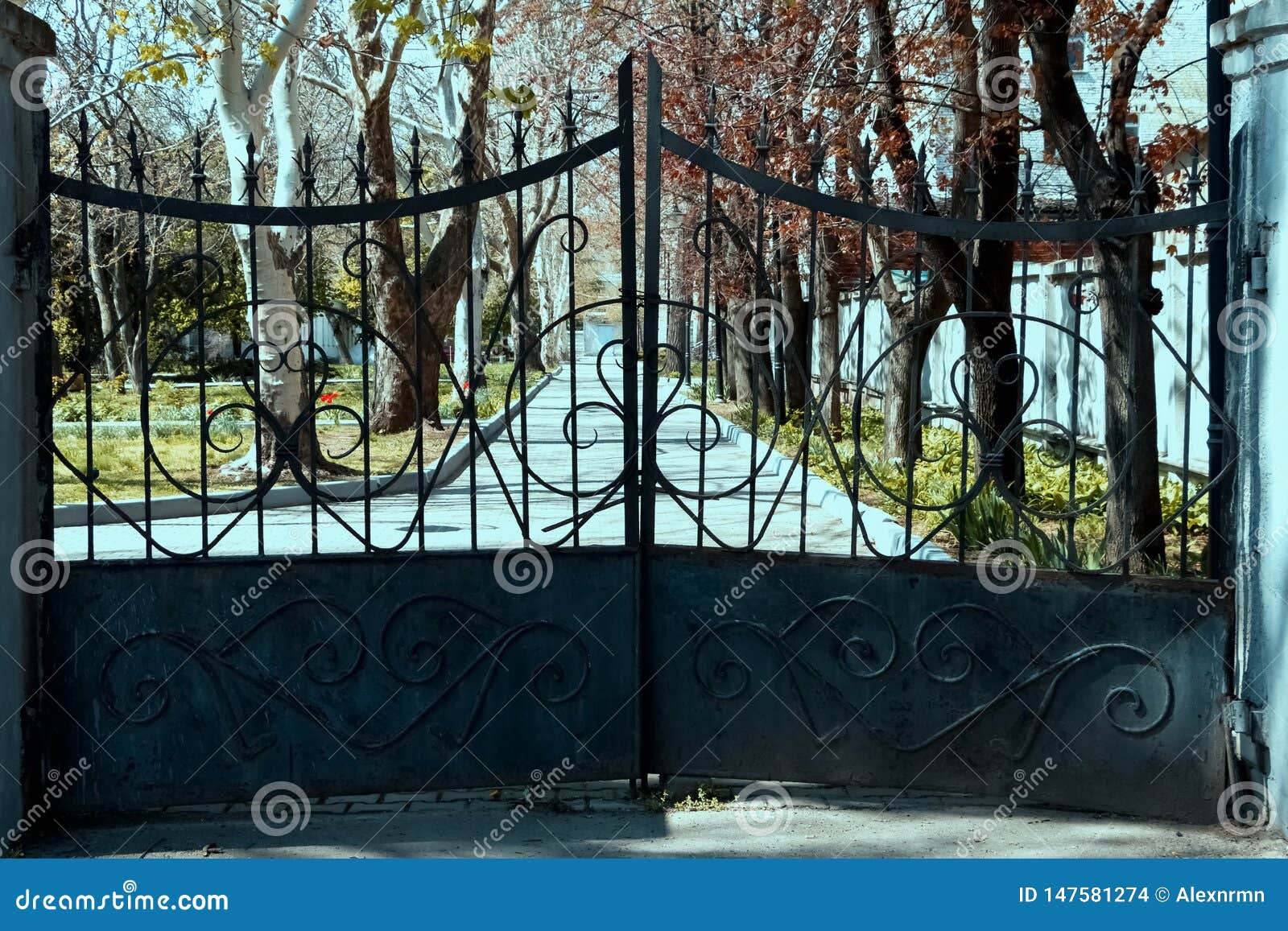 Metal, Old Gate To the Park. Stock Photo - Image of black, design ...
