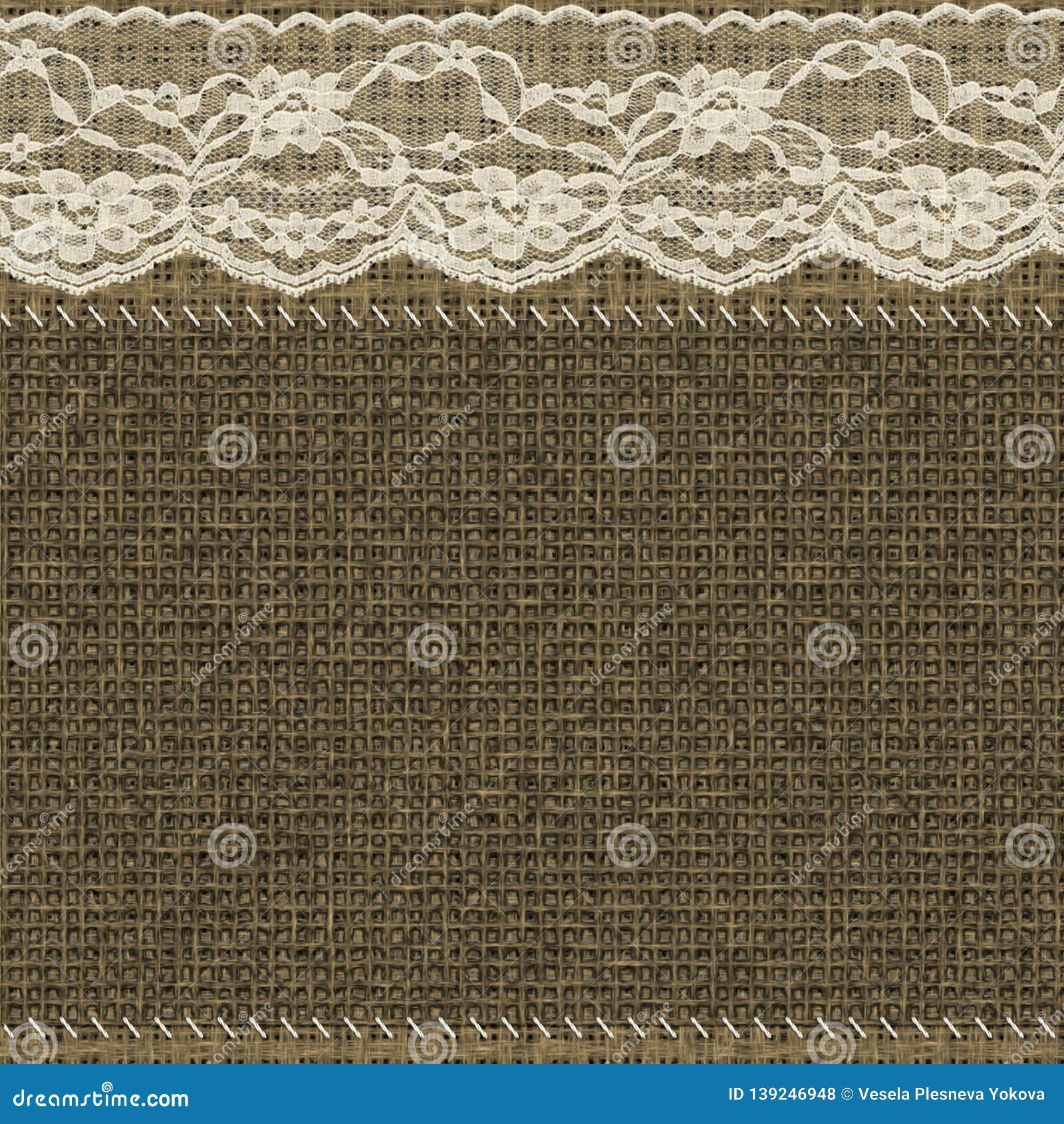 Texture with Canvas, Thread and Lace for Scrapbook Stock Vector ...