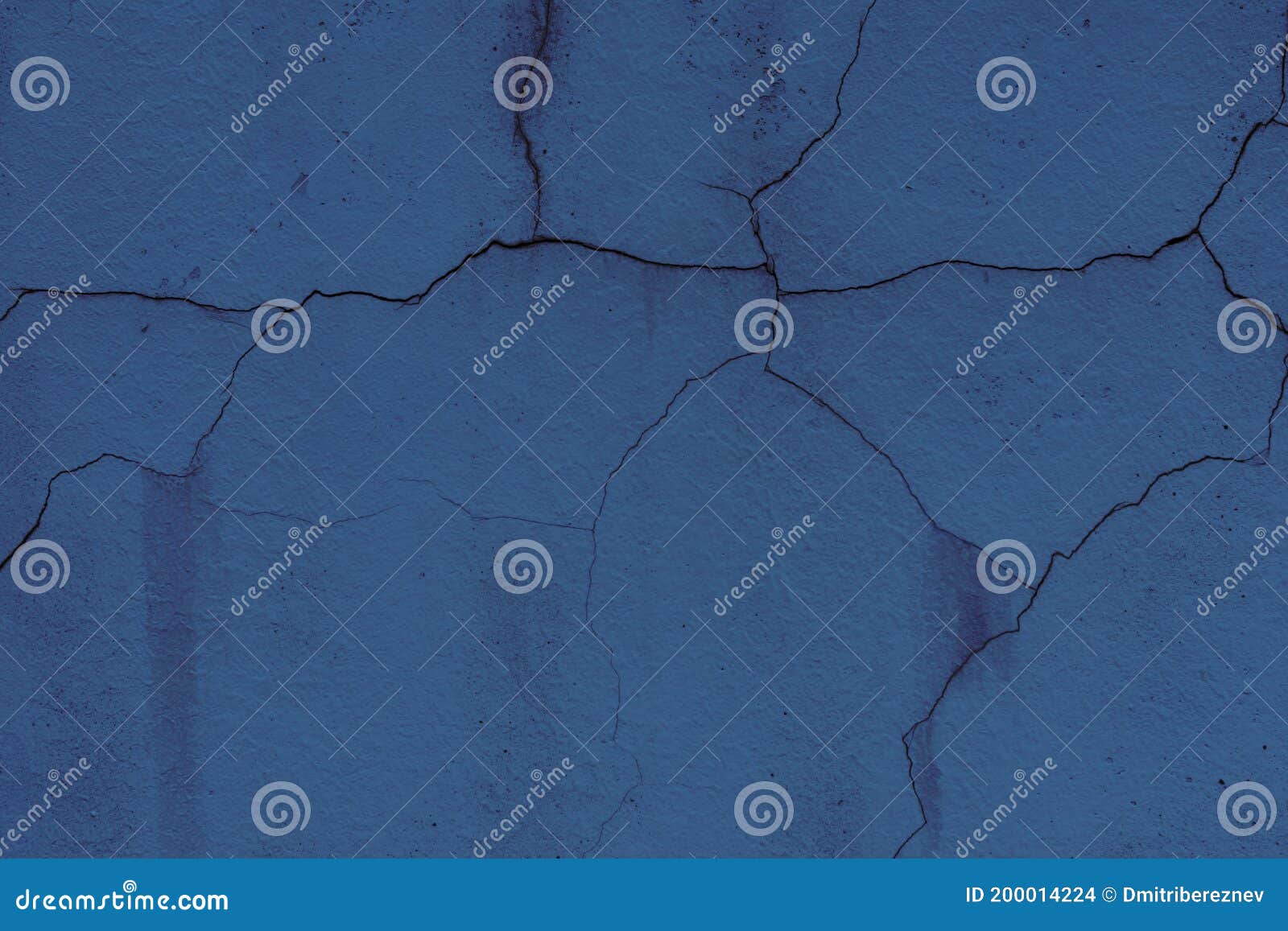 Texture of a Wall Covered with Dark Blue Aged Plaster. There are Cracks ...