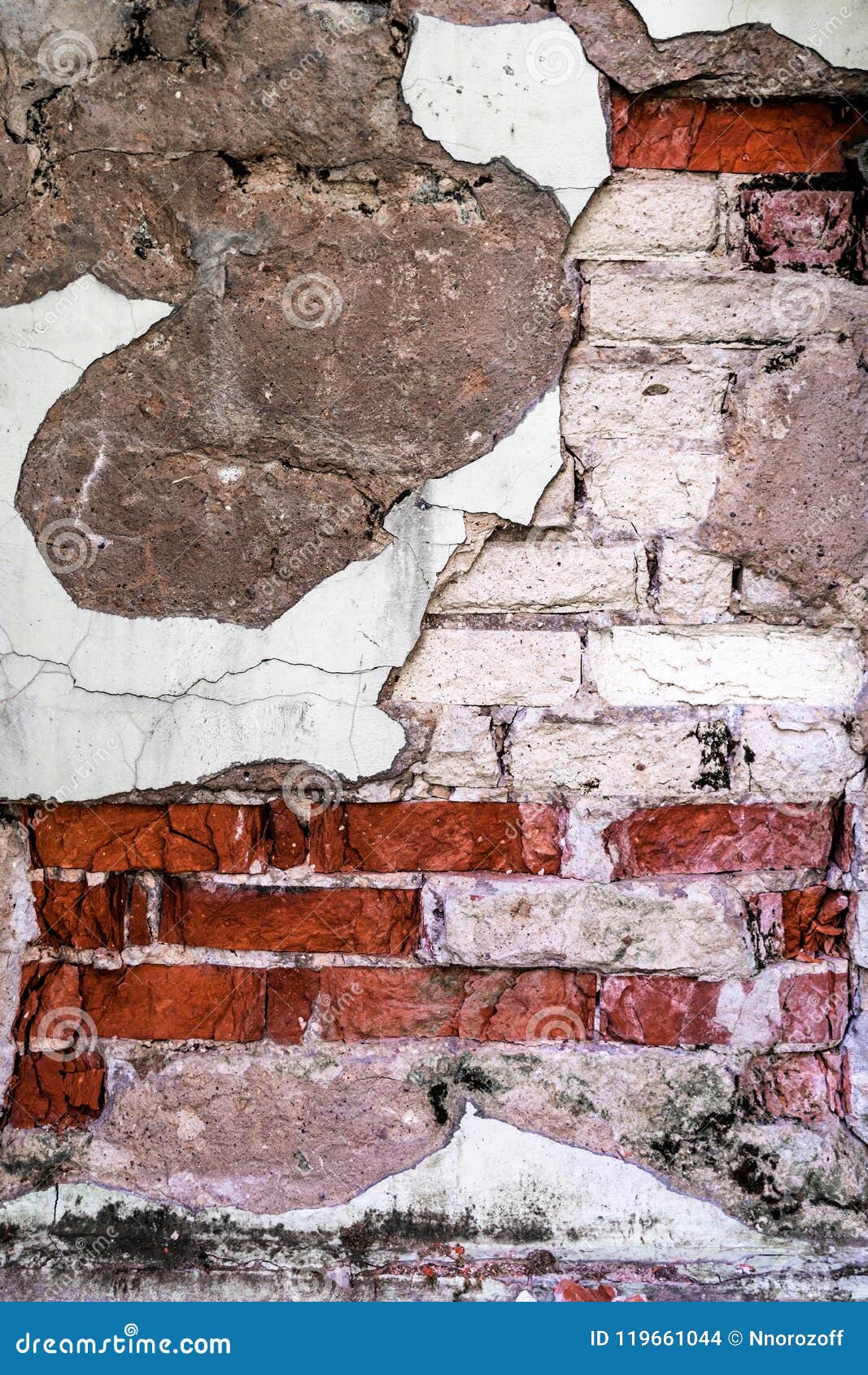 Texture of a Wall with Destroyed Bricks, Crumbling Plaster and Damaged ...