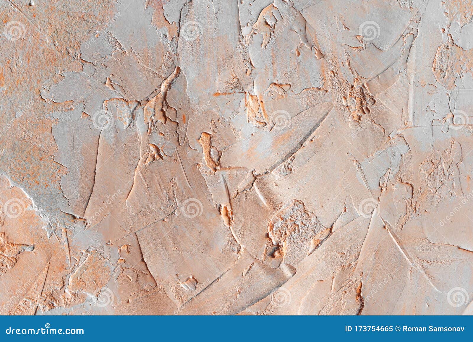 Texture of the Wall with Figured Putty in Coral Color Stock Image ...