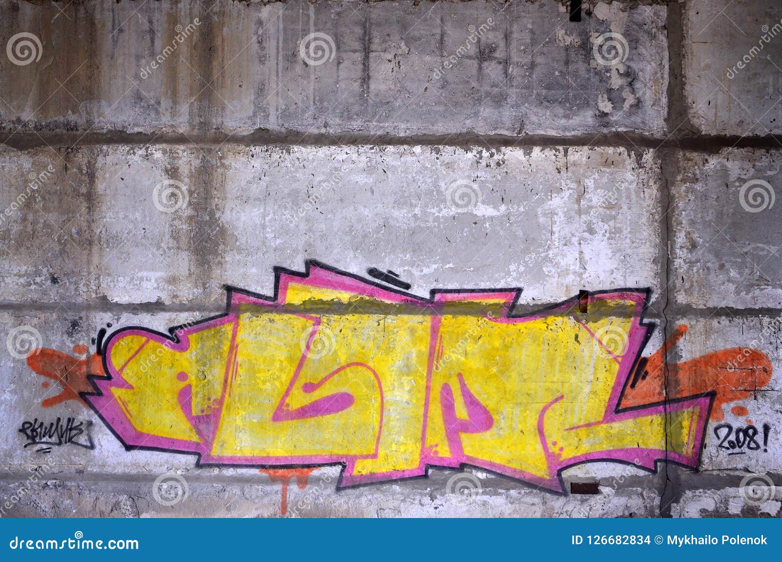 Fragment of an Old Wall with Colorful Graffiti Painting Editorial Stock ...