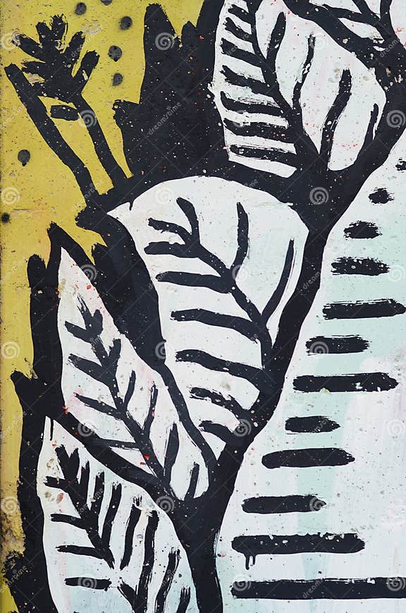 Fragment of an Old Wall with Colorful Graffiti Painting Stock Image ...