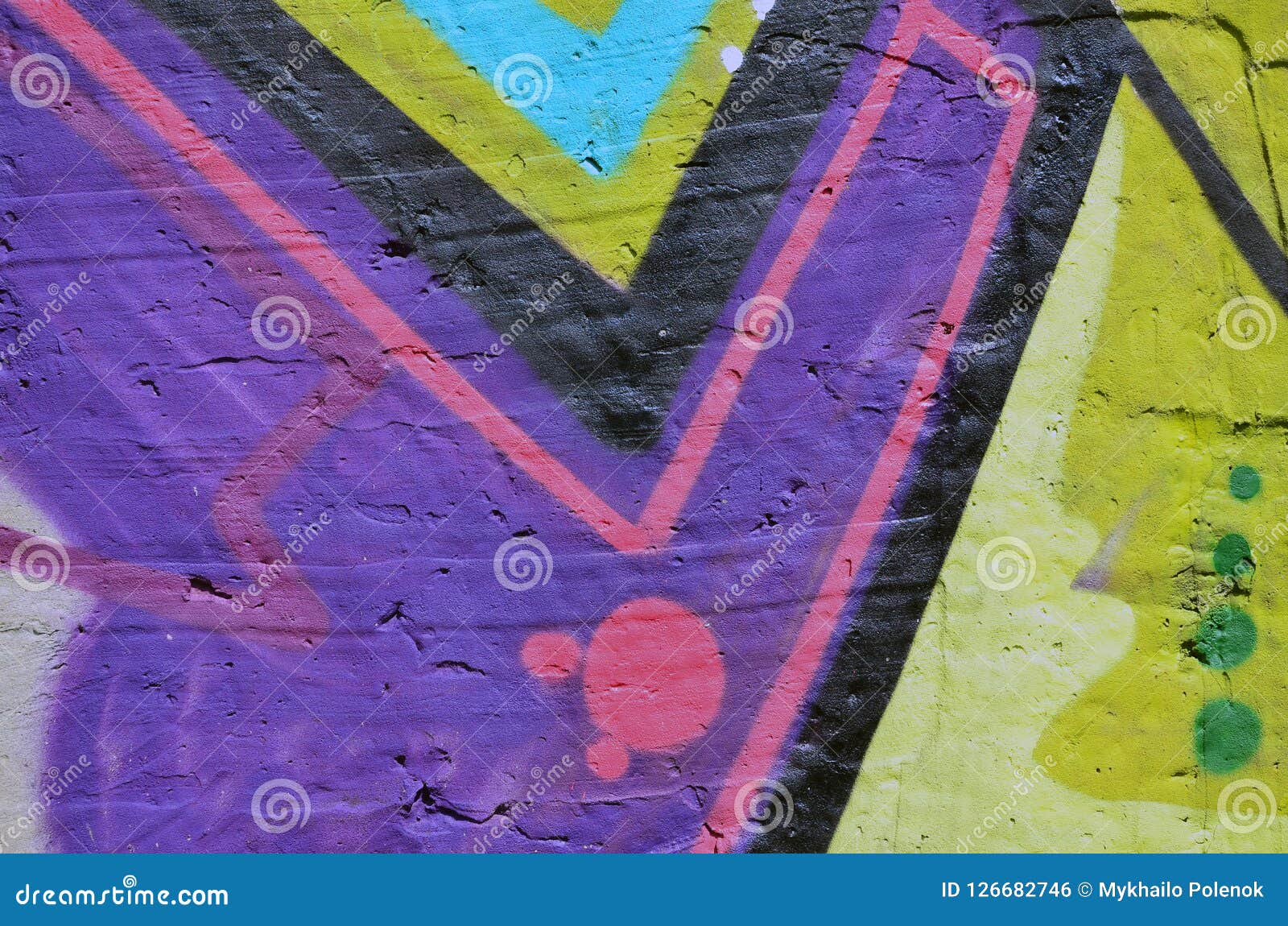 Fragment of an Old Wall with Colorful Graffiti Painting Stock Photo ...