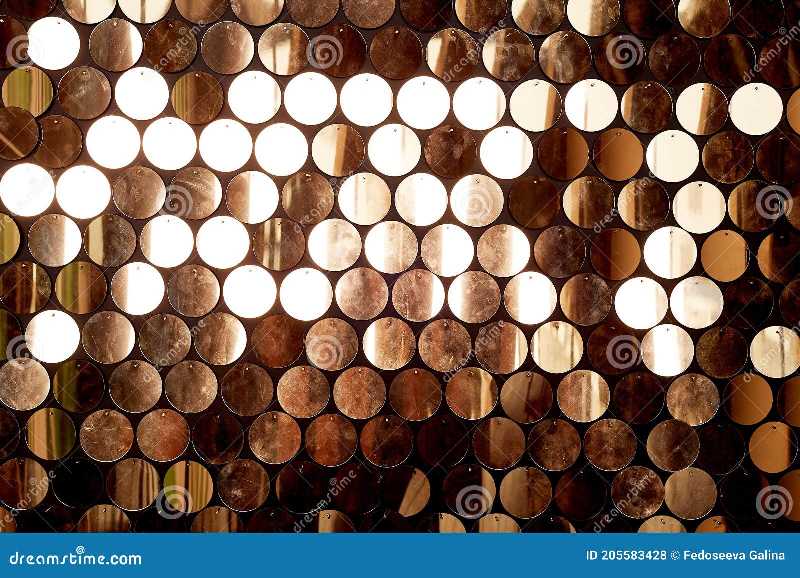 Texture, Wall with Round Gold Sequins. the Atmosphere of Glamour. Stock ...