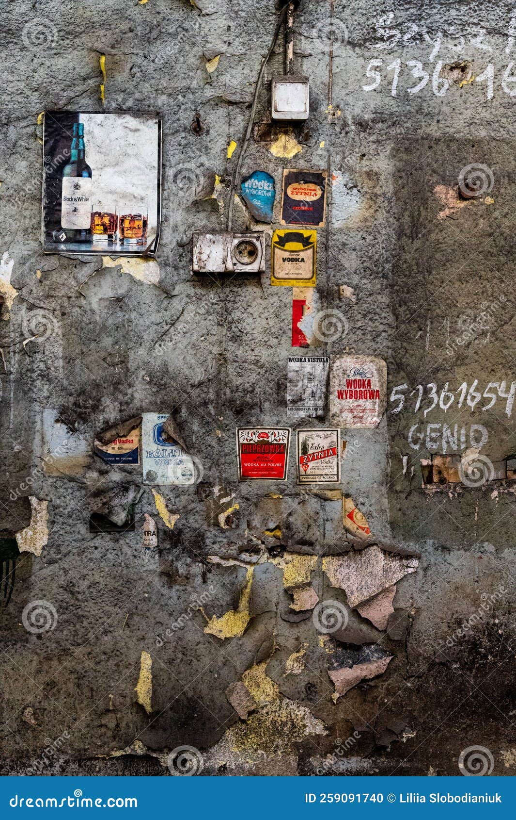 Texture wall with stickers stock photo. Image of road - 259091740