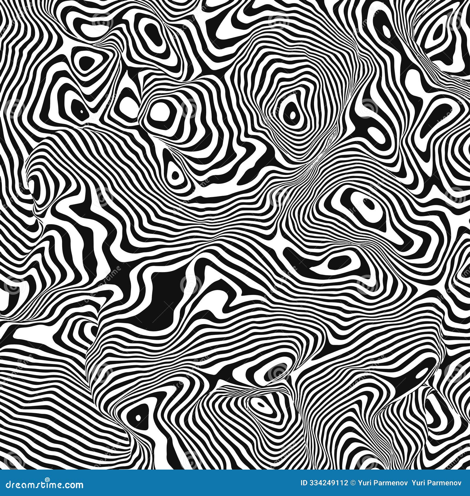 Texture with Wavy Hills, Curves Stripes. Optical Art Background. Wave Black and White 3D Design ...