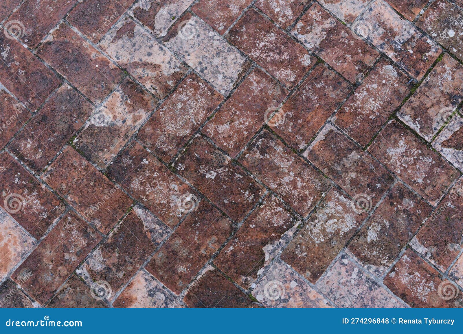 Texture of Weathered, Warn Sidewalk with Rectangle Pieces of Bricks ...