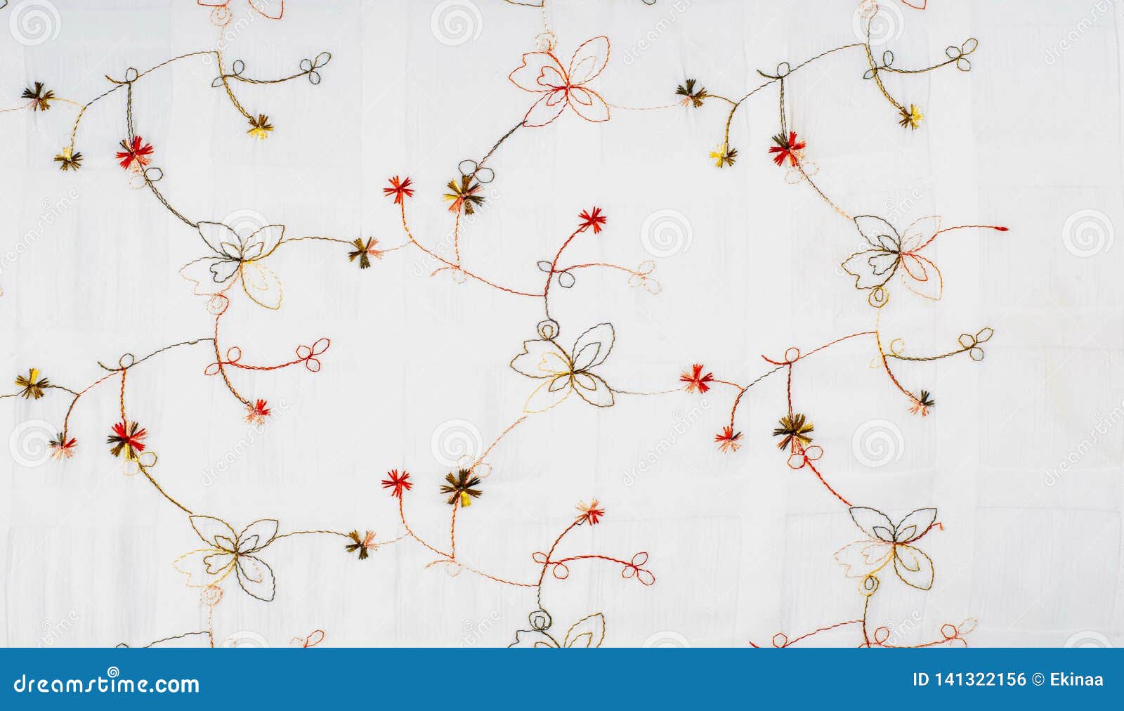 Texture. White Fabric with Embroidered Flowers Stock Photo - Image of ...