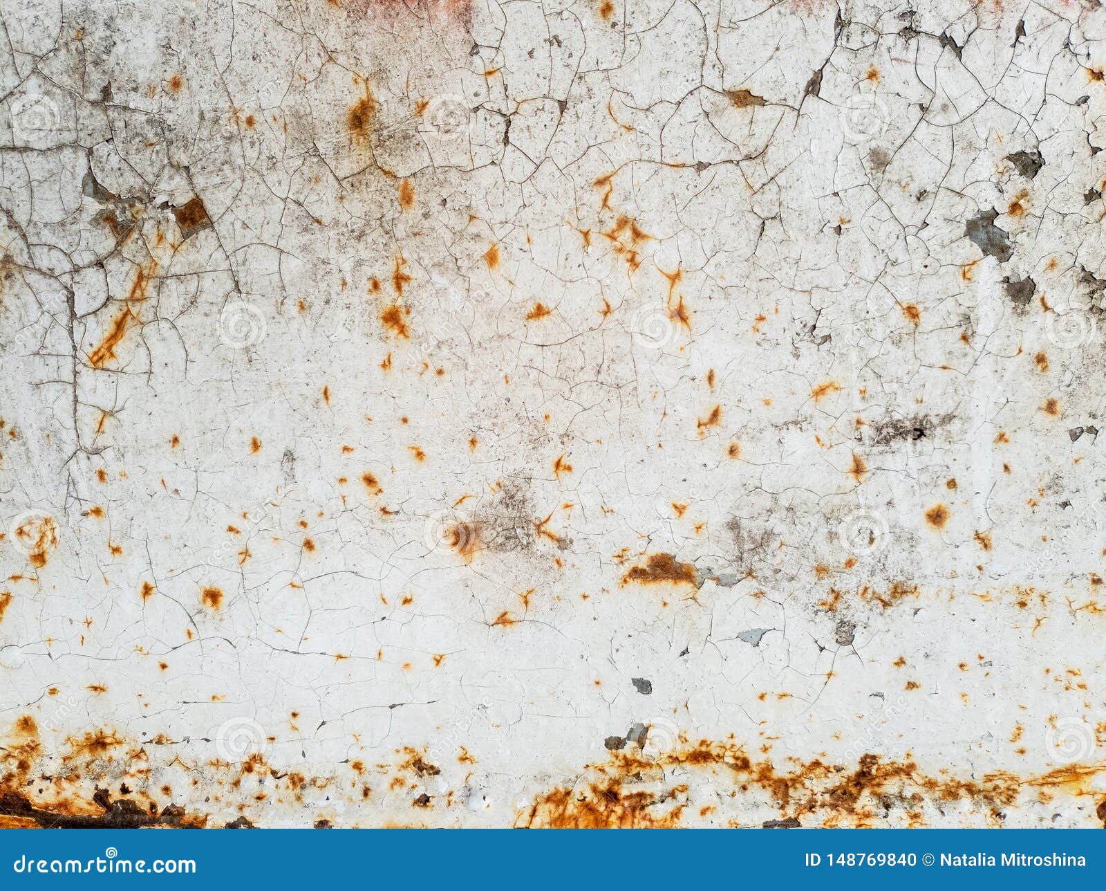 Texture of White Paint with Cracks and Rust on Metal Surface ...