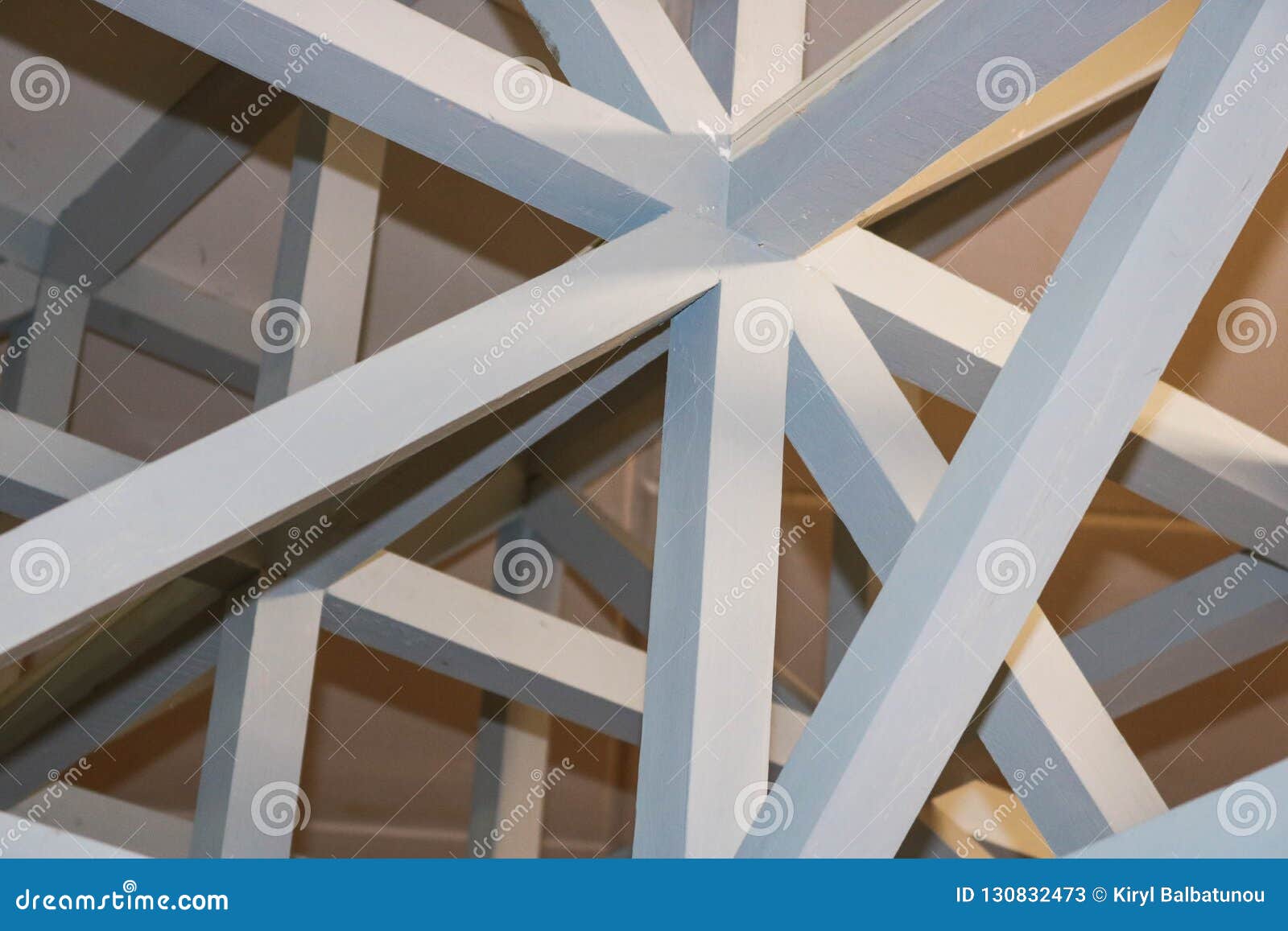 The Texture of White Wooden Strong Beams, Log and Ceilings Under the ...