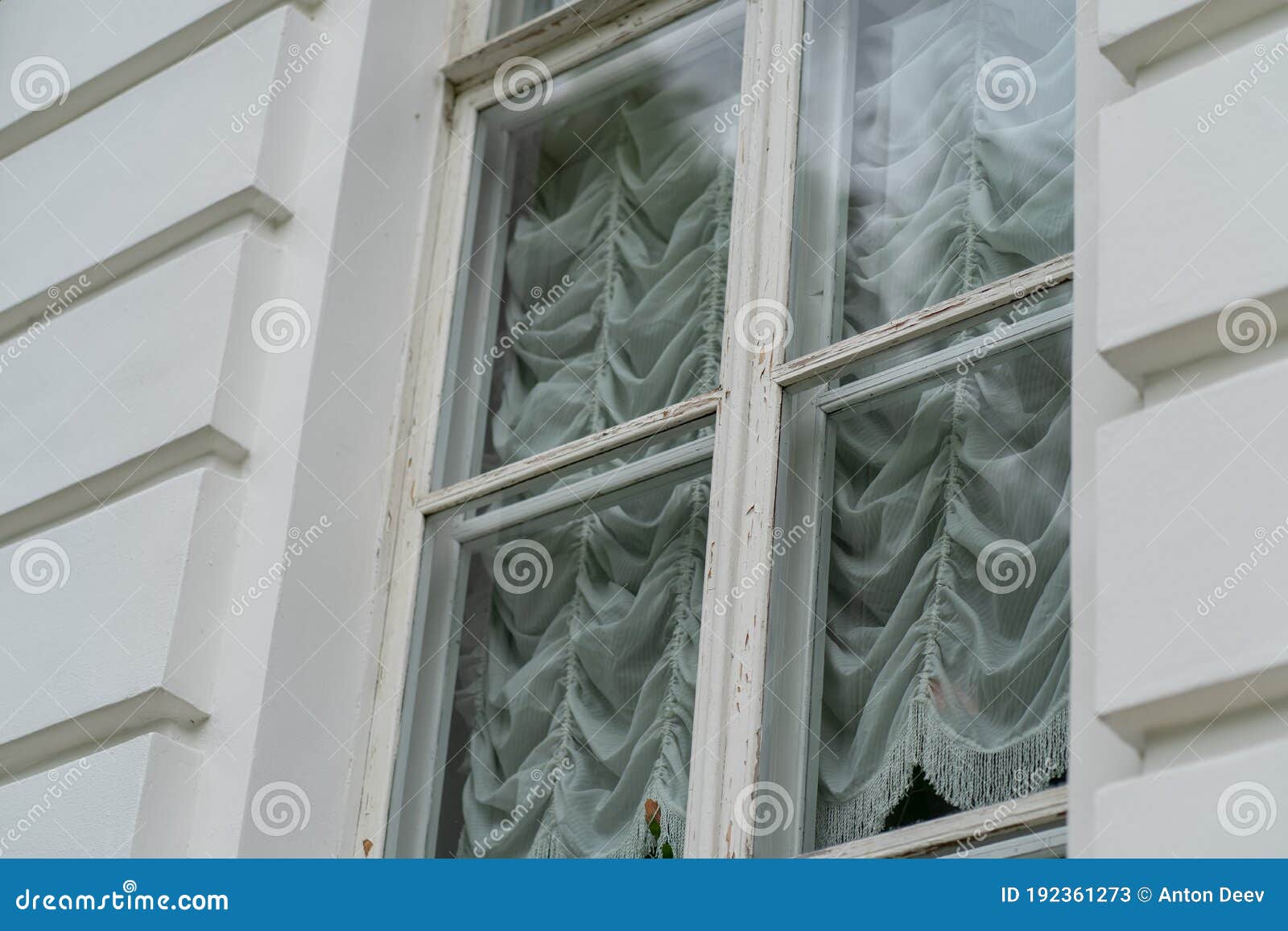 Close Up of Big Windows of Manor. Texture of Windows of Historic White ...