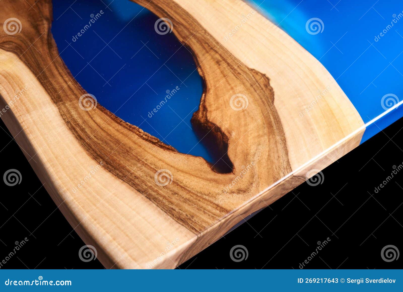 Texture of a Wooden Table with Epoxy Resin Isolated on Black Stock ...