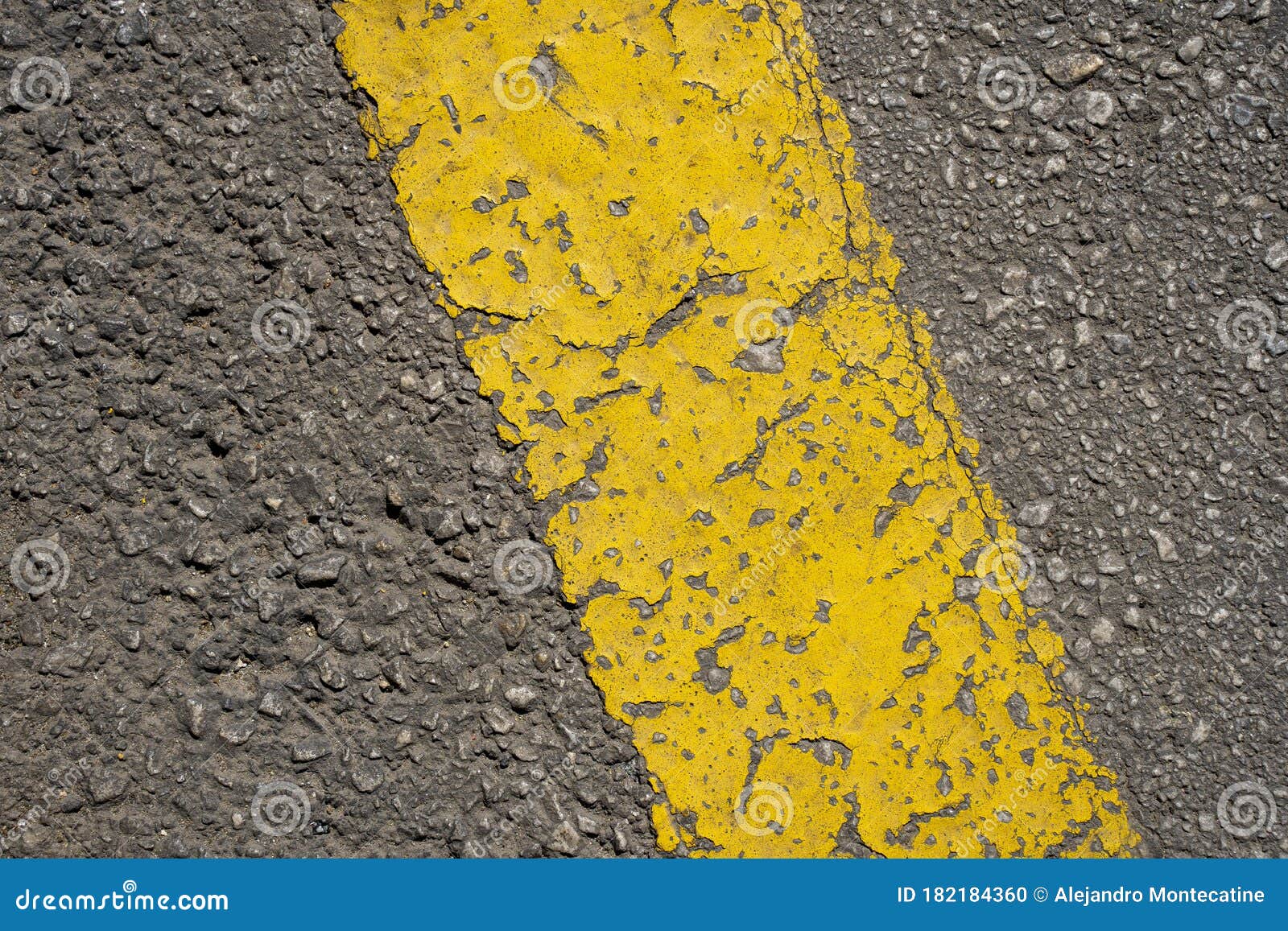 Texture of a Worn Yellow Line on an Asphalt Road Stock Photo - Image of ...