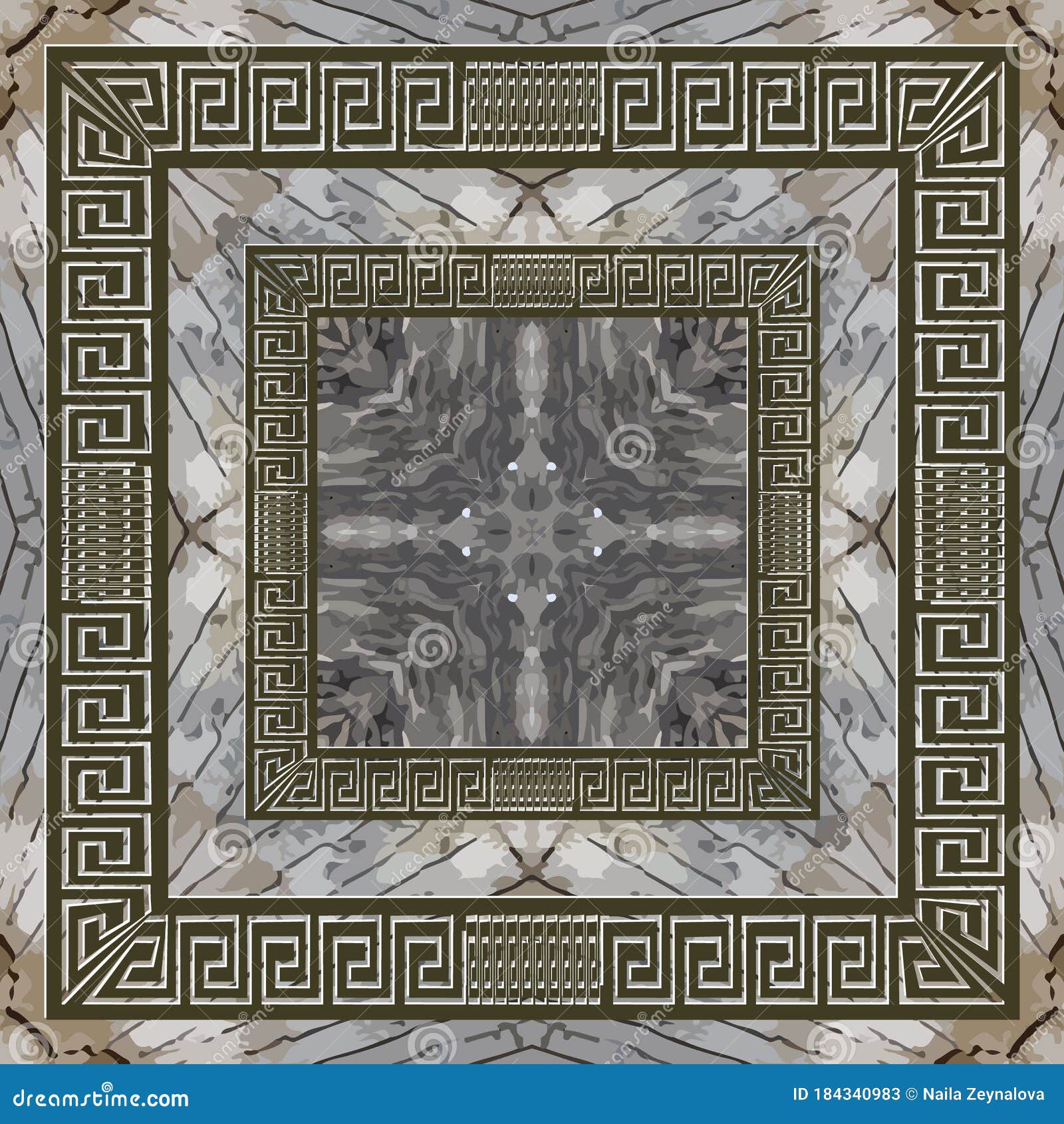 Textured Abstract Grunge Vector Seamless Pattern. Greek Square Frames ...