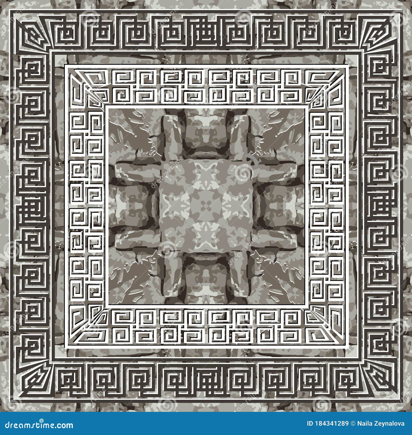 Textured Abstract Grunge Vector Seamless Pattern. Greek Square Frames ...