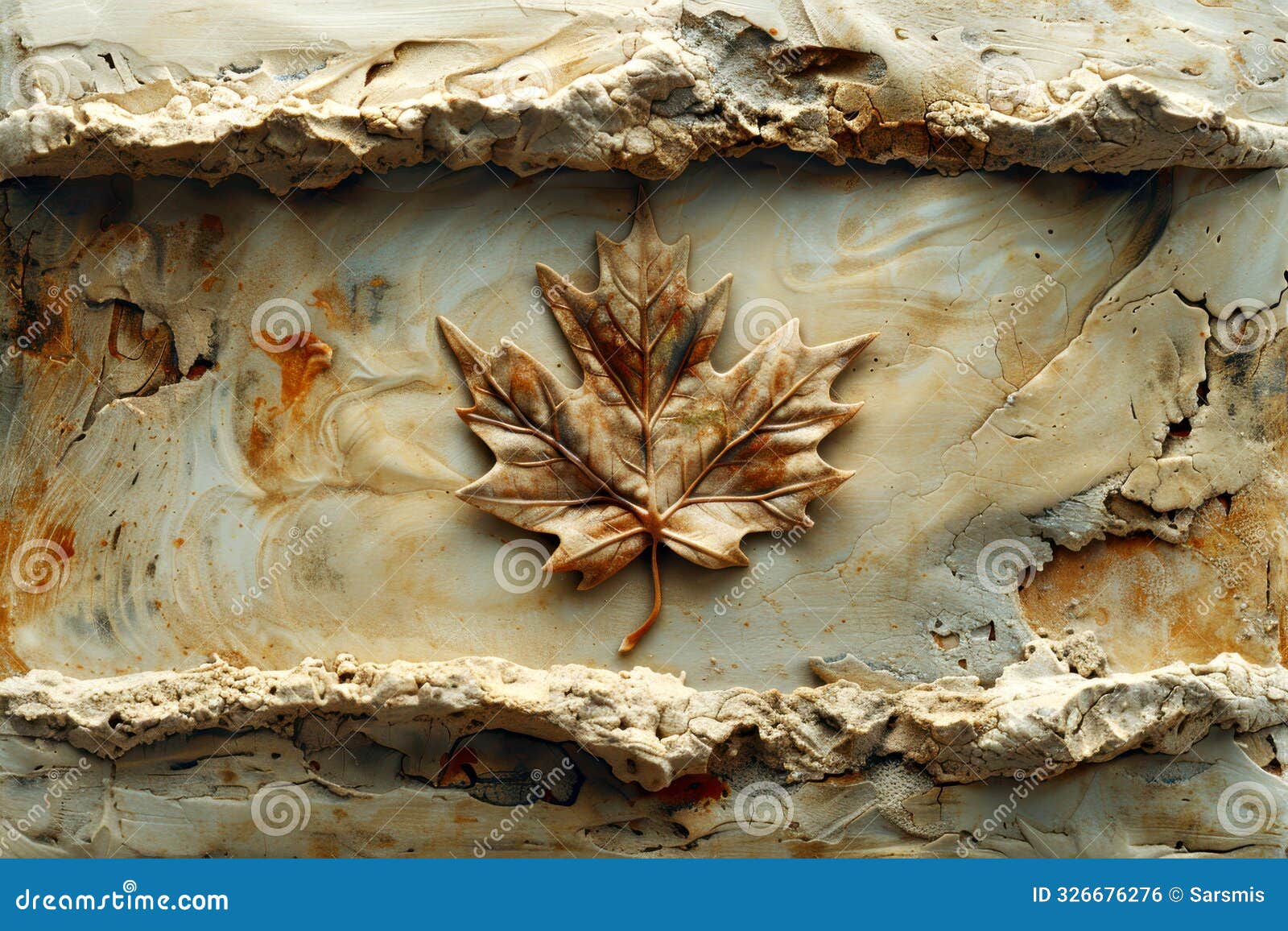 Textured Autumn Maple Leaf on Rustic Clay Surface: Nature Abstract Art ...