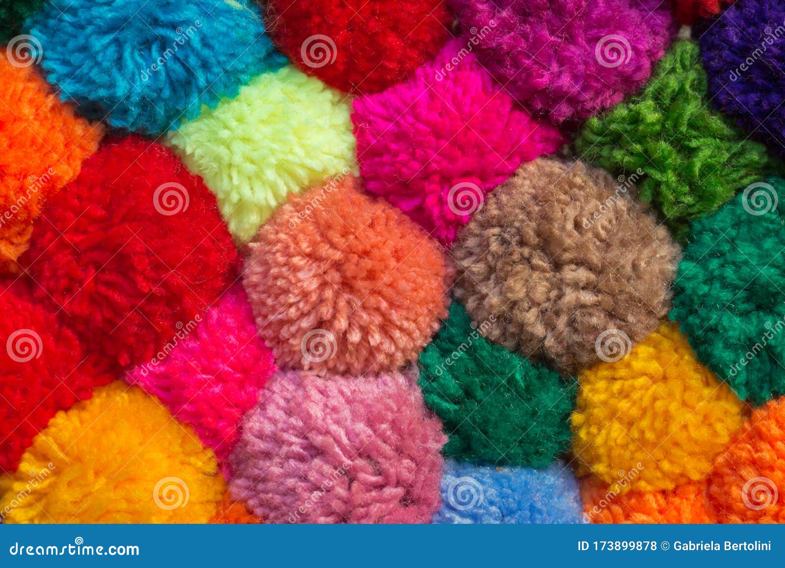 Textured Background of Assorted and Multicolored Wool Pom Poms Stock ...