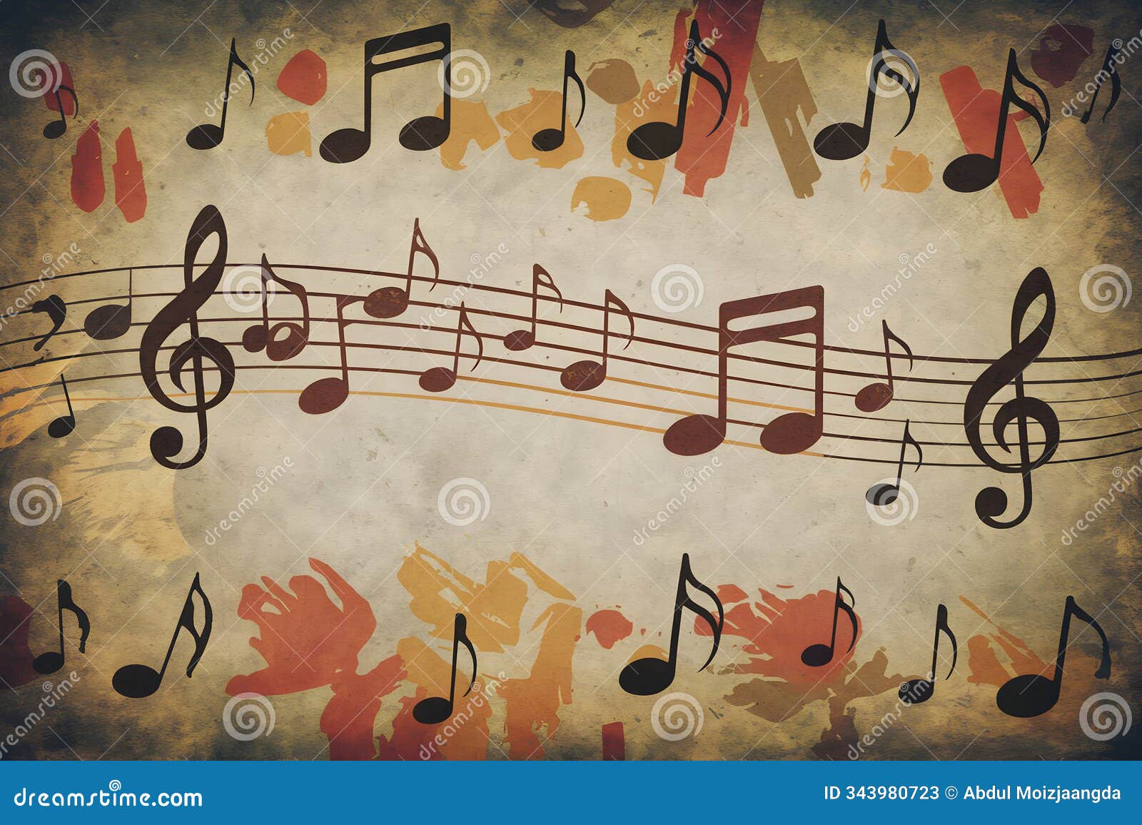 Musical Notes, Clefs on Textured Background, Earthy Tones Evoke ...