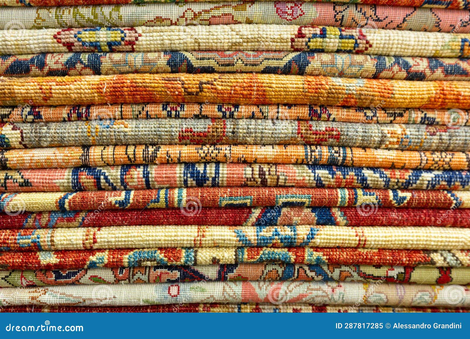 Textured Background of a Stack of Oriental Rugs Stock Image - Image of ...