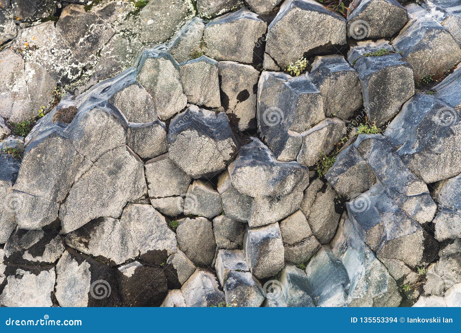 Textured Basalt Background Hexagonal Stone Pillars in a Section ...