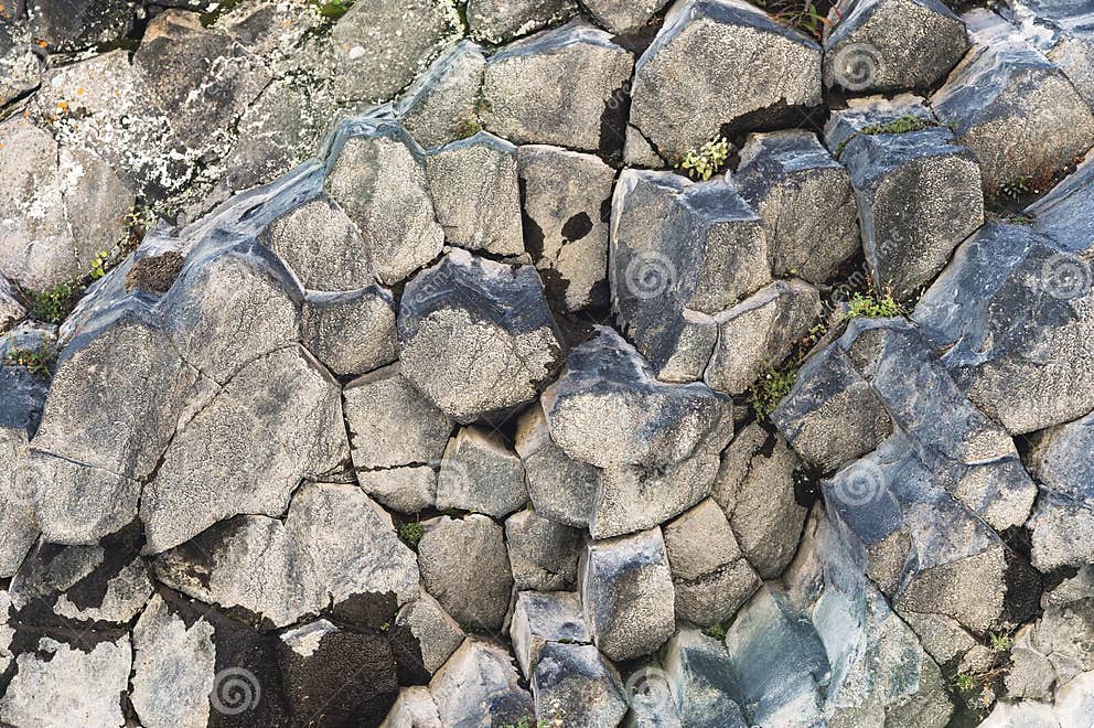 Textured Basalt Background Hexagonal Stone Pillars in a Section ...