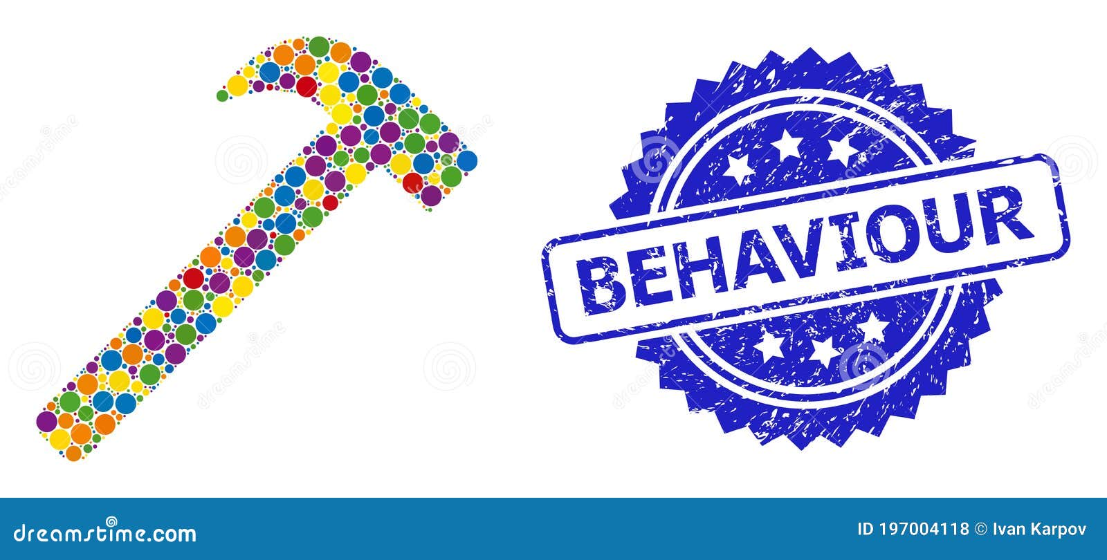 Textured Behaviour Seal and Bright Colored Mosaic Hammer Tool Stock ...