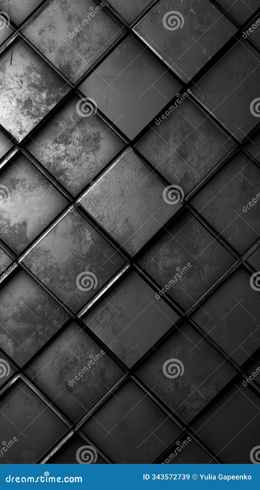 Textured Black Diamond Pattern with Metallic Accents and Rivets on a ...