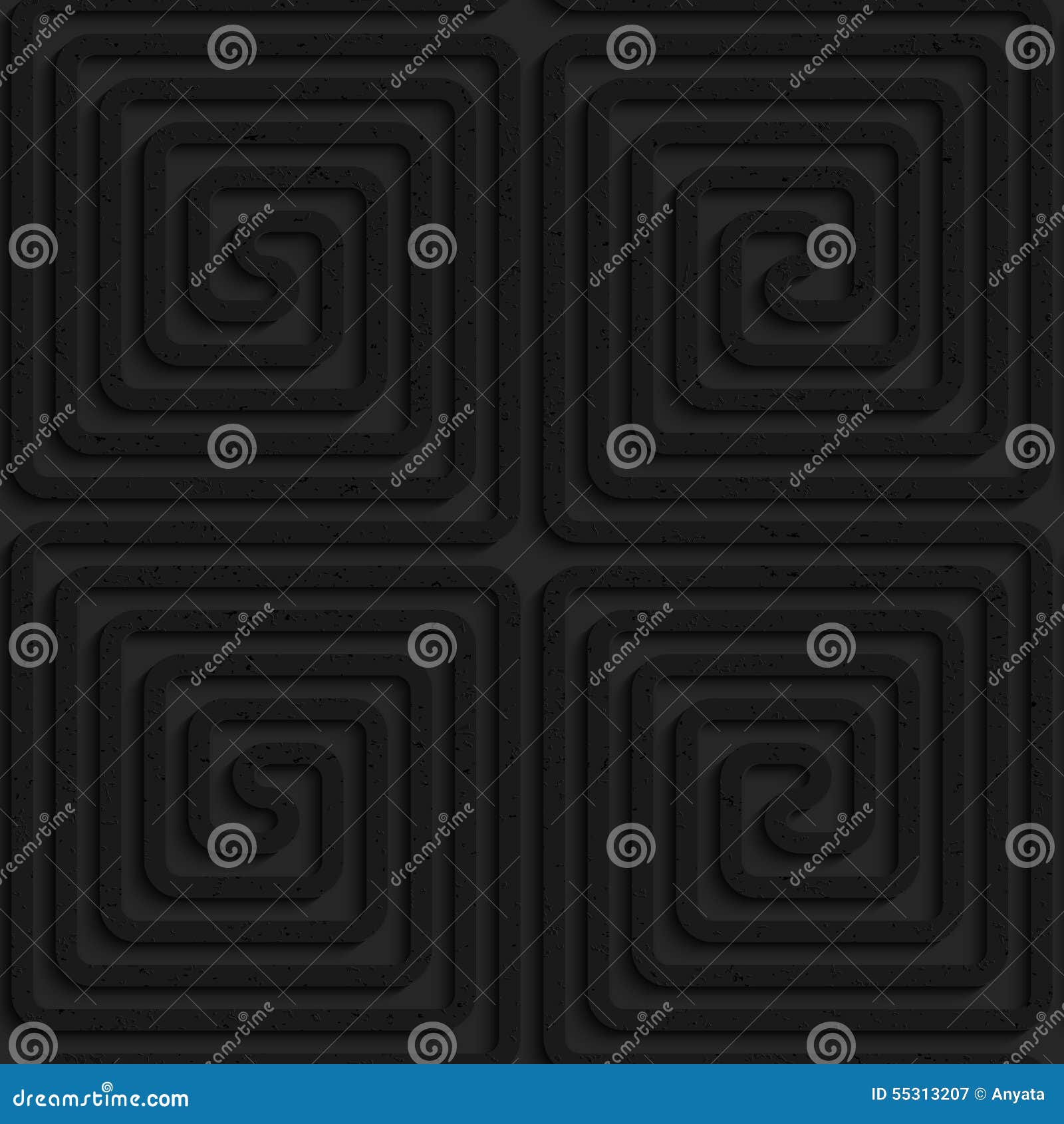 Textured Black Plastic Square Spirals Reflected Stock Vector ...
