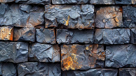 Textured Black Stone Wall with Rust Details Stock Image - Image of ...