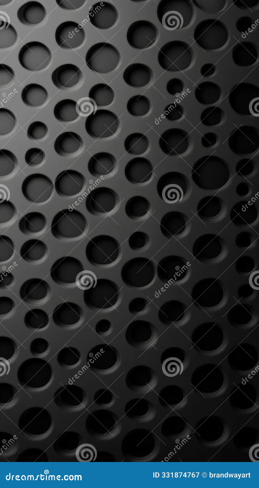 Textured Black Surface with Circular Holes in Geometric Arrangement ...