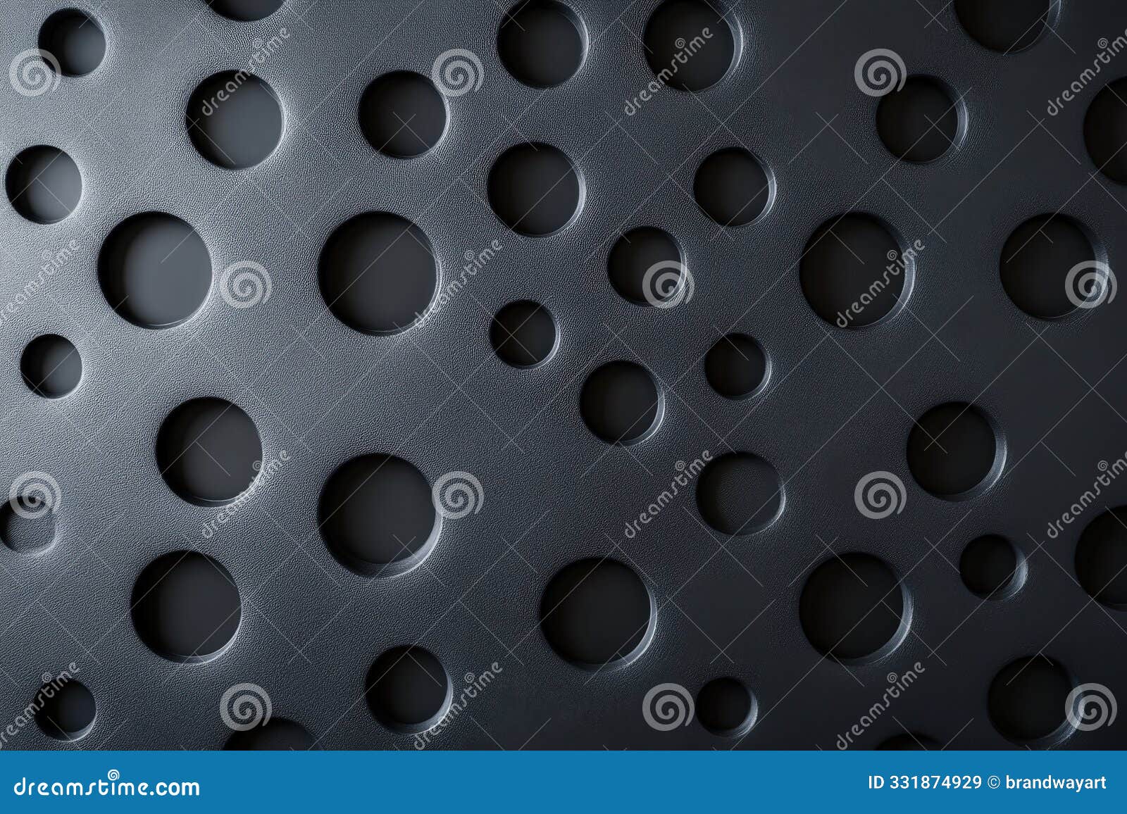 Textured Black Surface with Varying Circular Cutouts and Shadows Stock ...