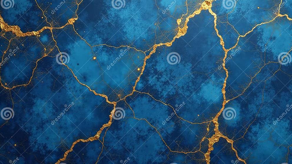 Textured Blue Geodesic Crystal with Gold Stock Illustration ...
