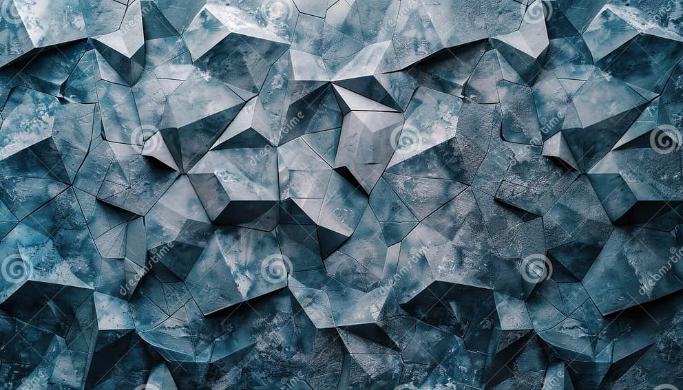 Textured Blue Geometric Wall with Angular Patterns in a Modern ...