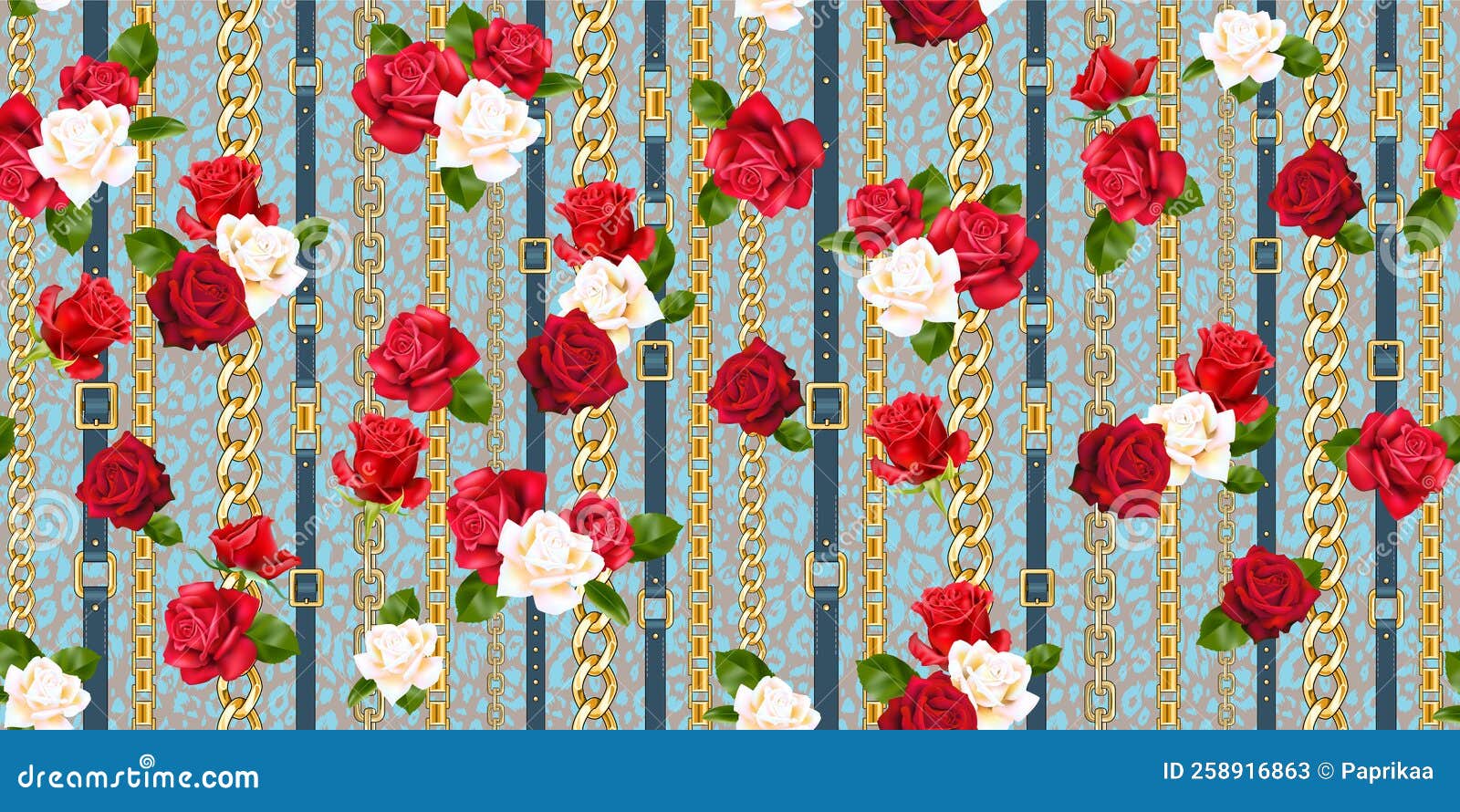 Blue Leopard Pattern. Trendy Leopard Animal Pattern Design. Hand-drawn ...